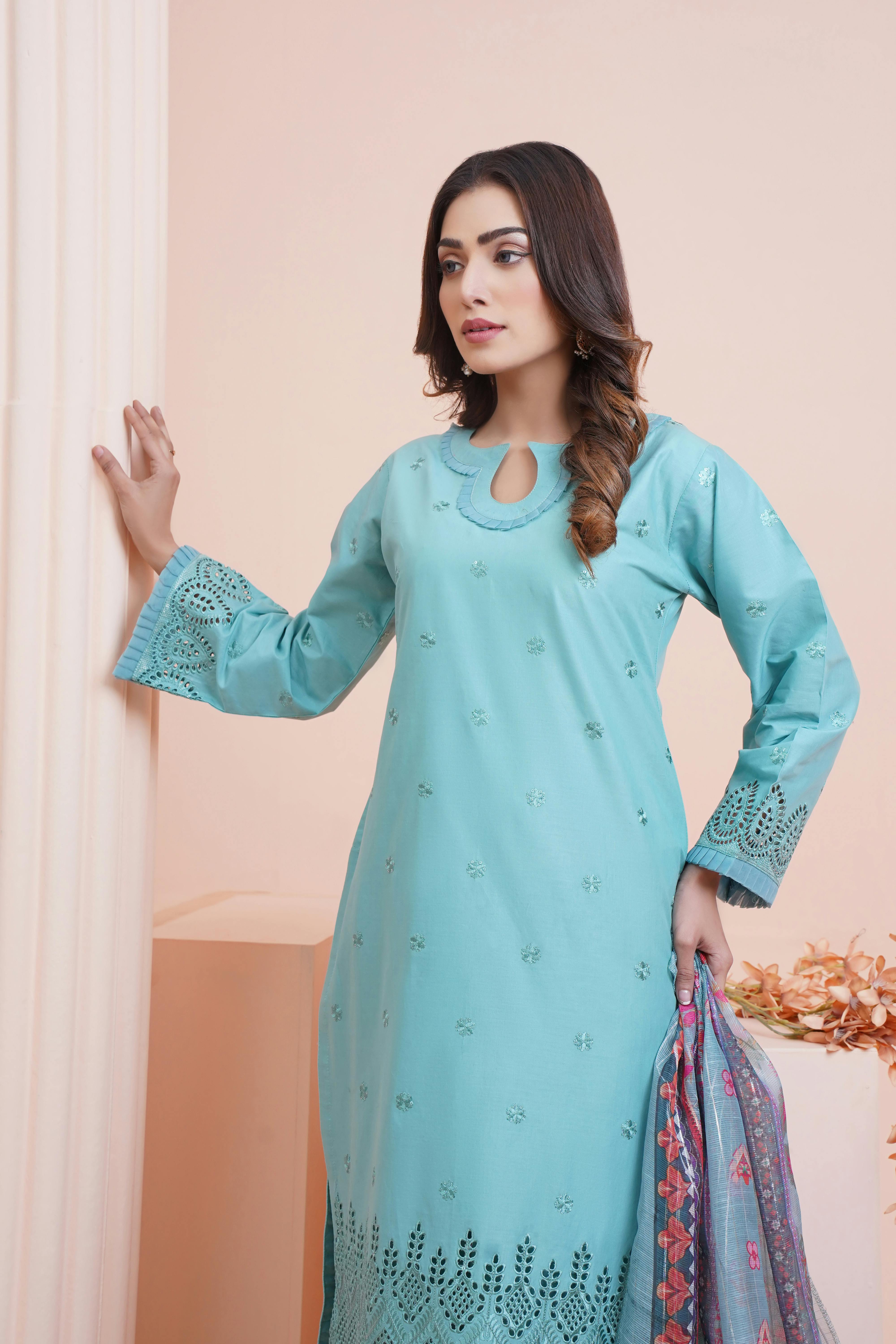 Woman in a Traditional Blue Dress · Free Stock Photo