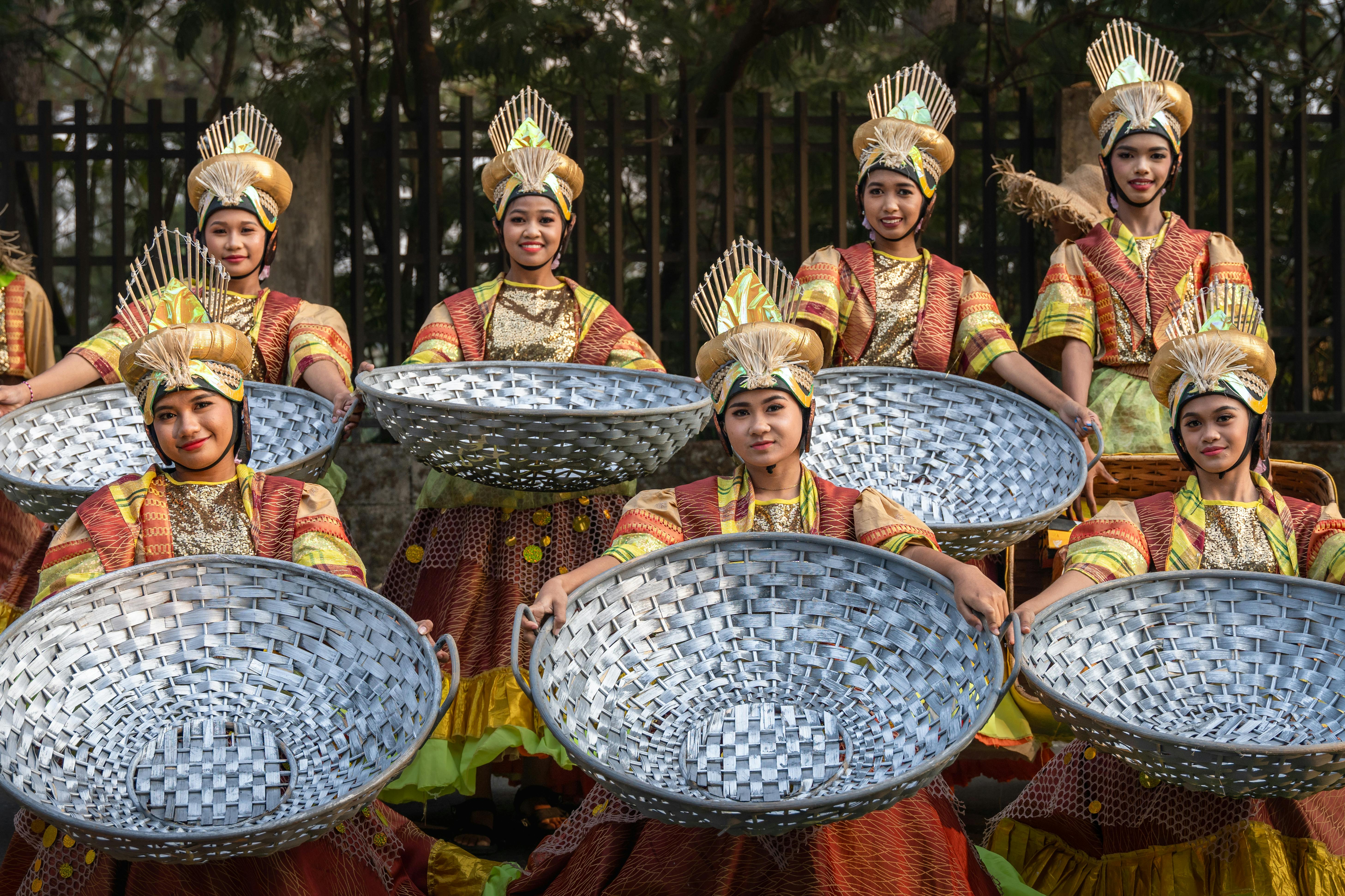 Women in Traditional Clothing and with Baskets in Festival · Free Stock ...