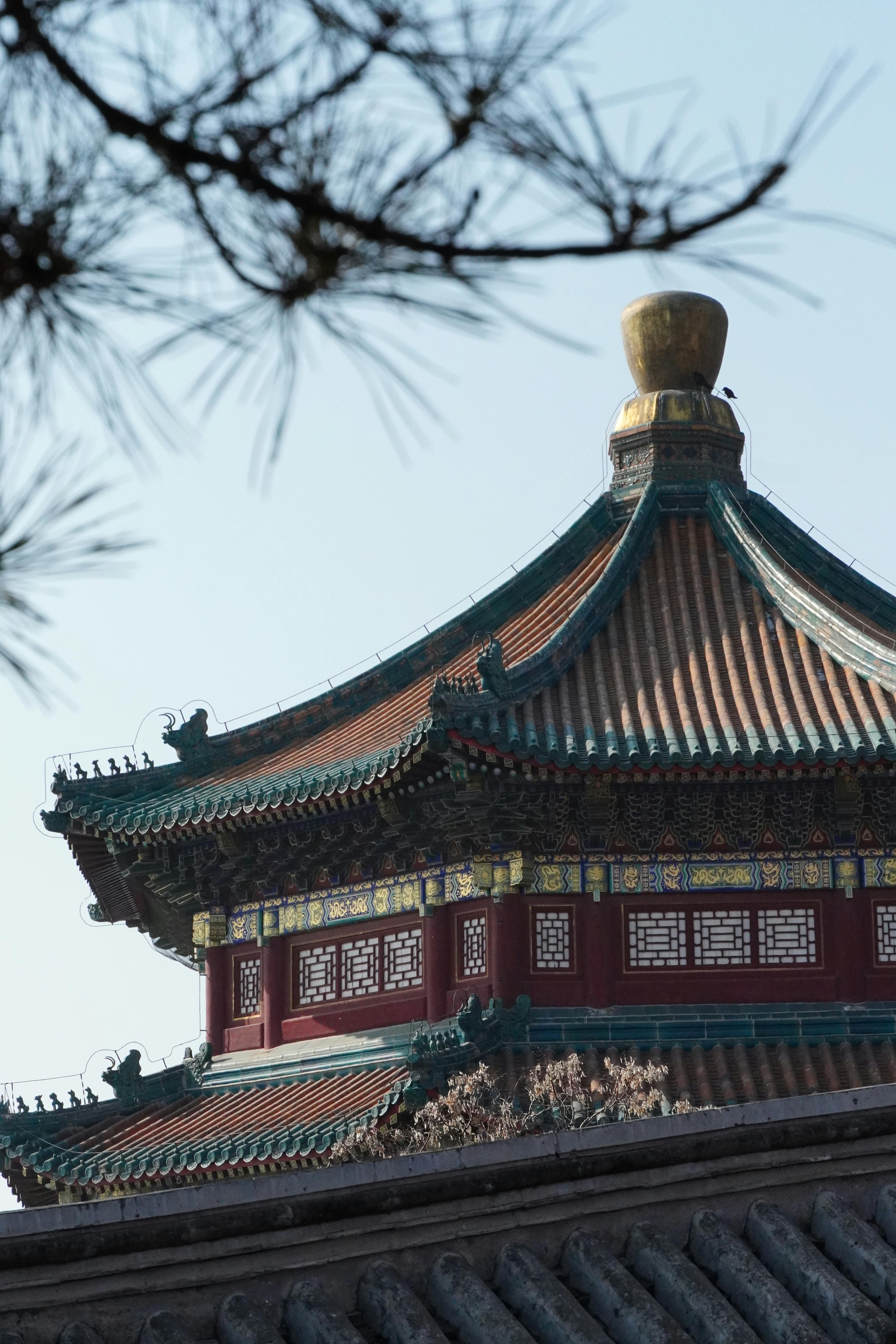 Foxiang Ge Tower on Hill above Lake Shore in Beijing, China · Free ...