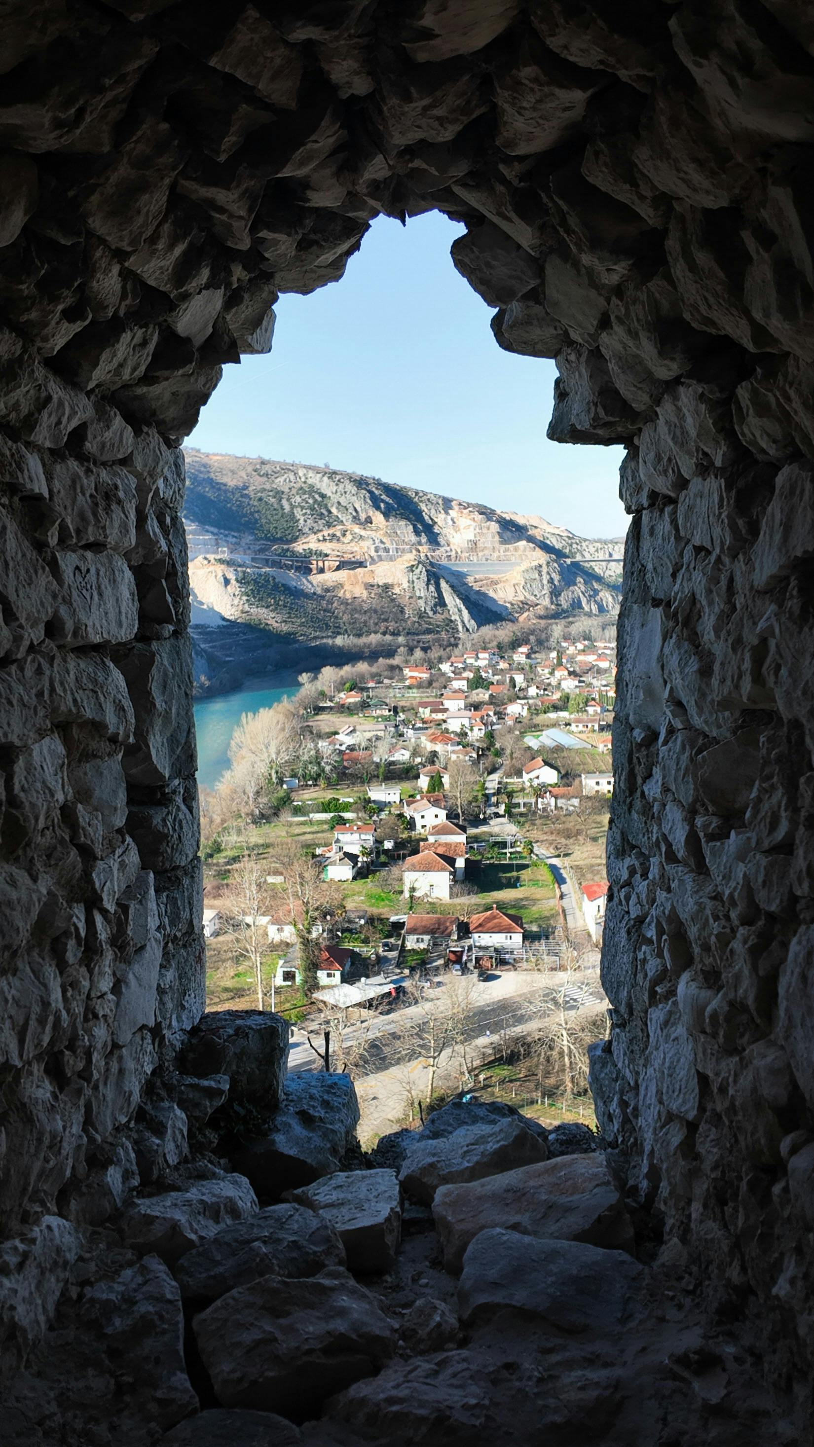 View on Buildings in Pocitelj from a Castle Window in Bosnia and ...