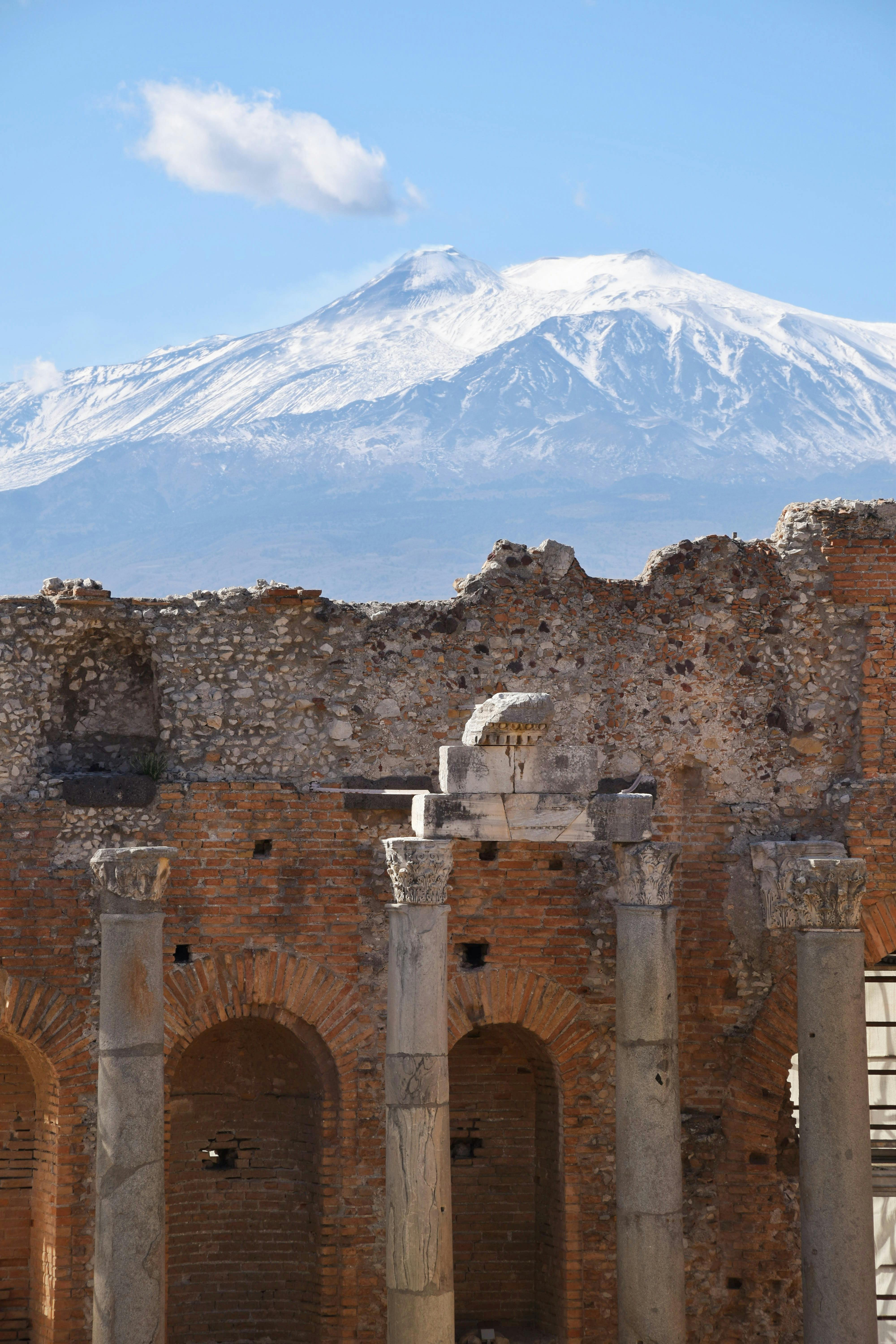 Ruins of the Ancient Theater of Taormina and the Mount Etna ...