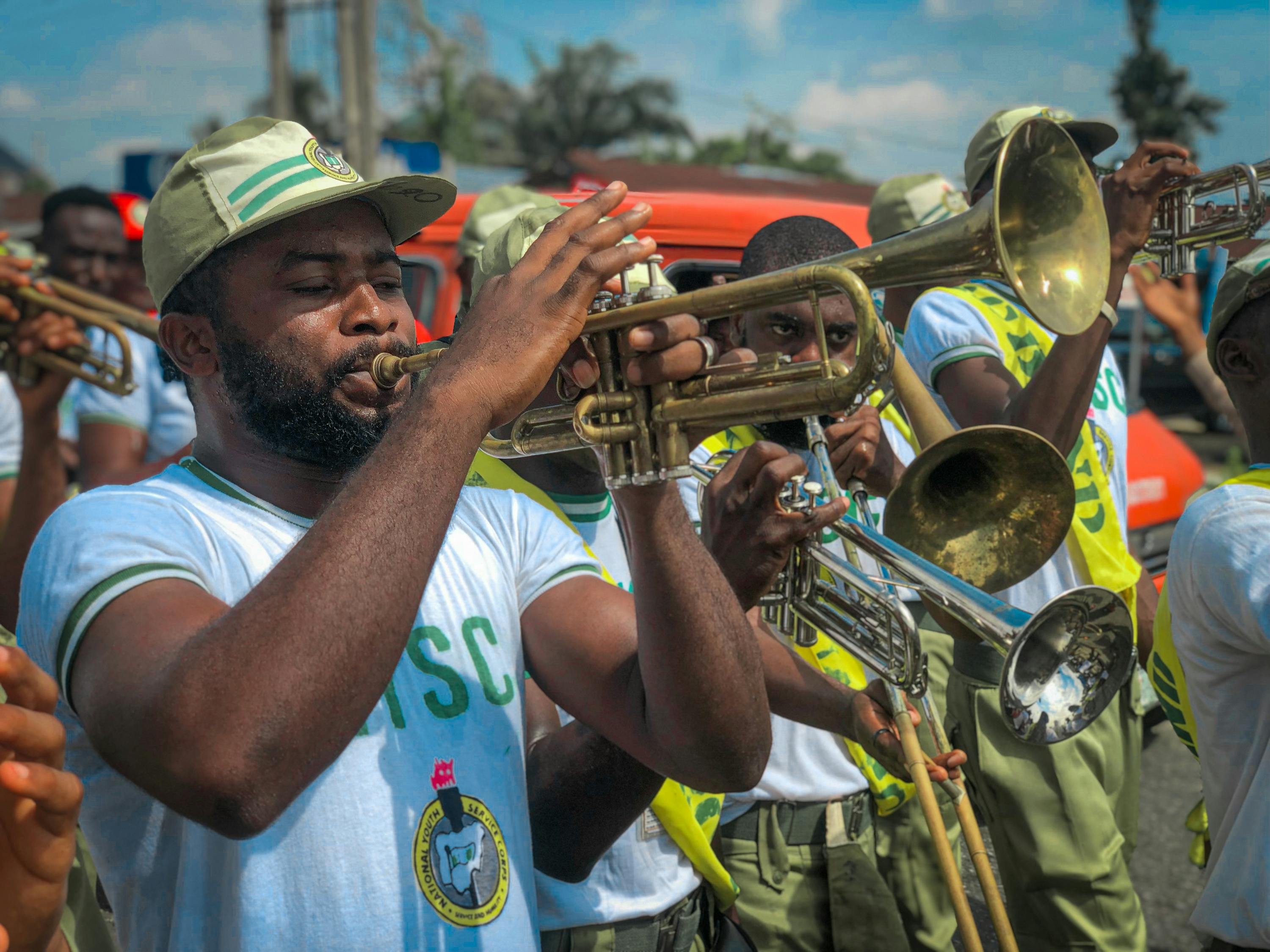 Band Playing on Trumpets · Free Stock Photo