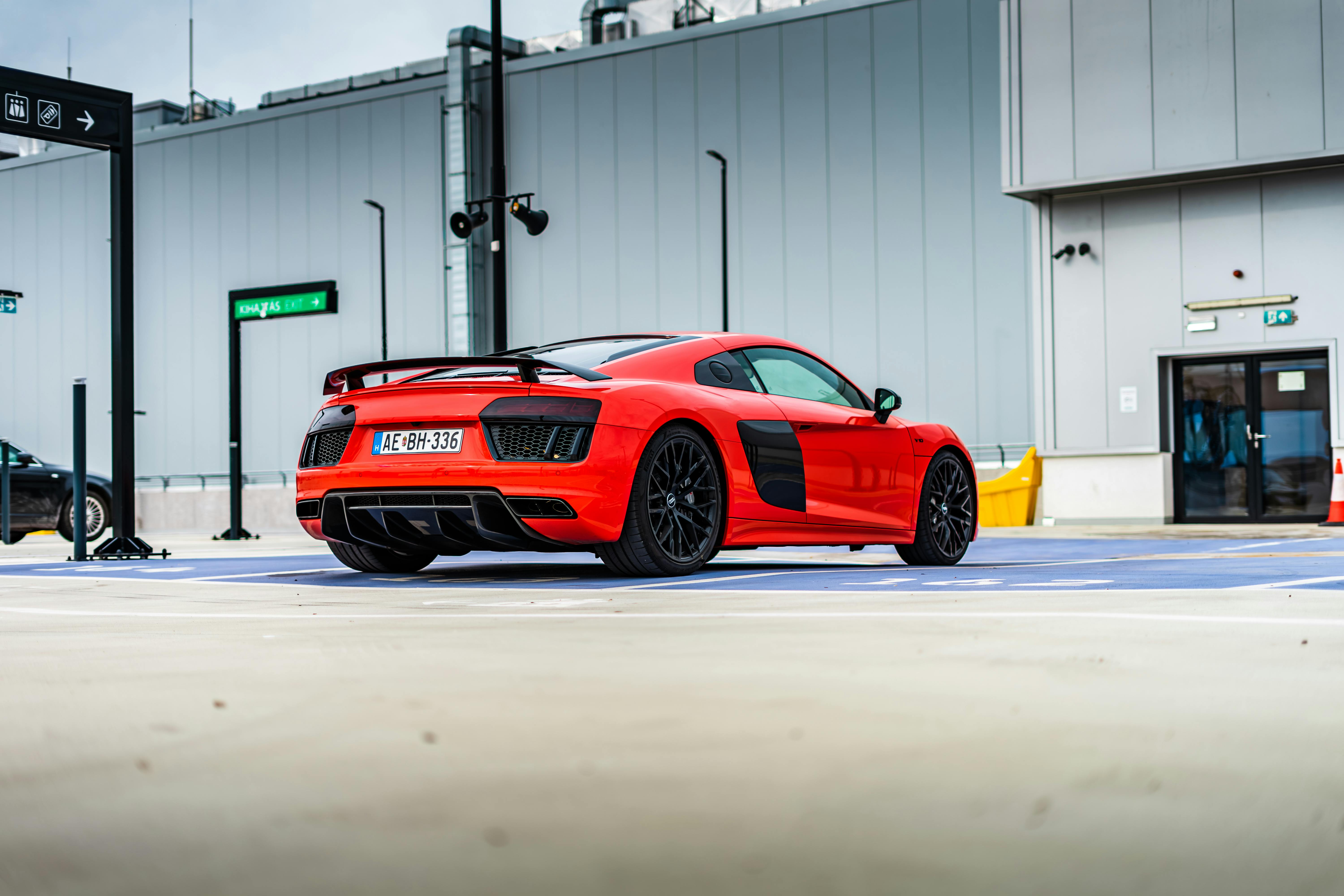 Back of Red Sports Car on Parking · Free Stock Photo