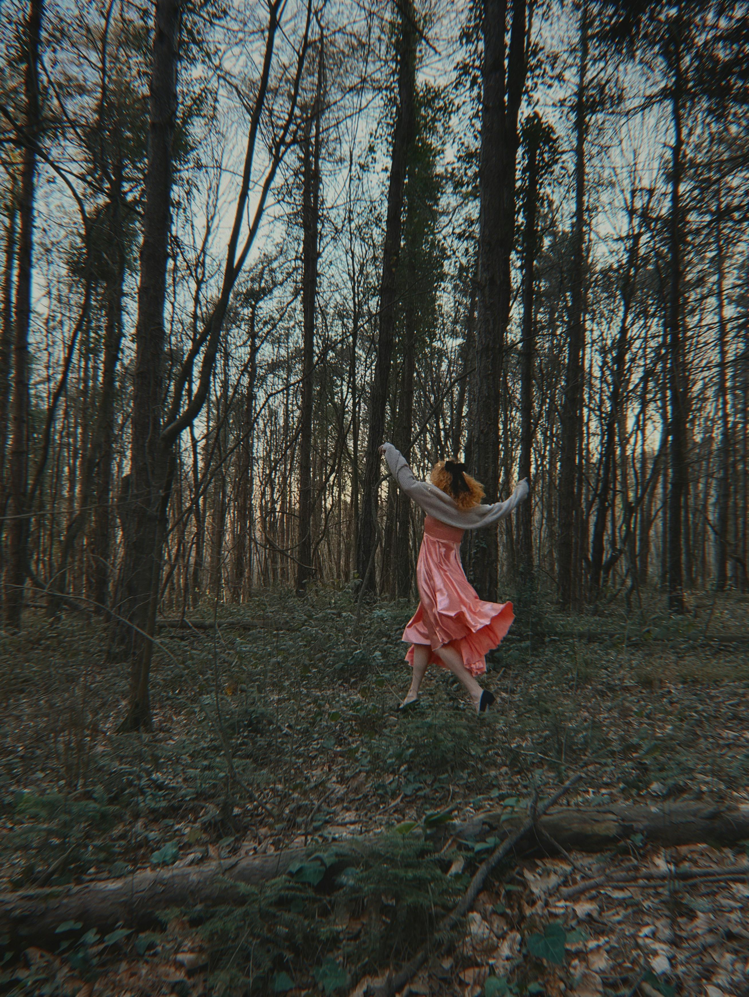 Oasis, young woman dancing in a forest freely in vintage style · Free ...