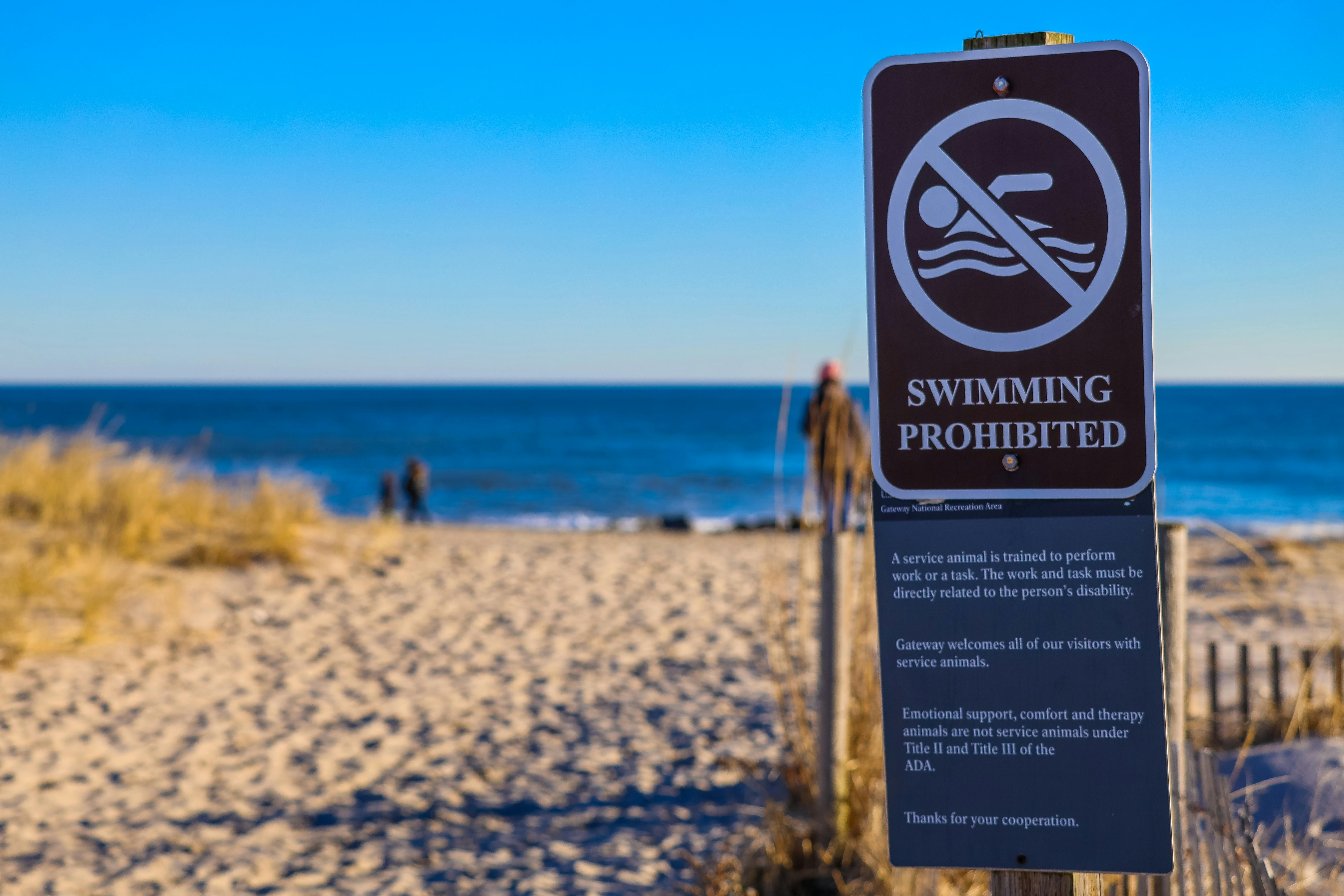 Warning Sign on Beach · Free Stock Photo