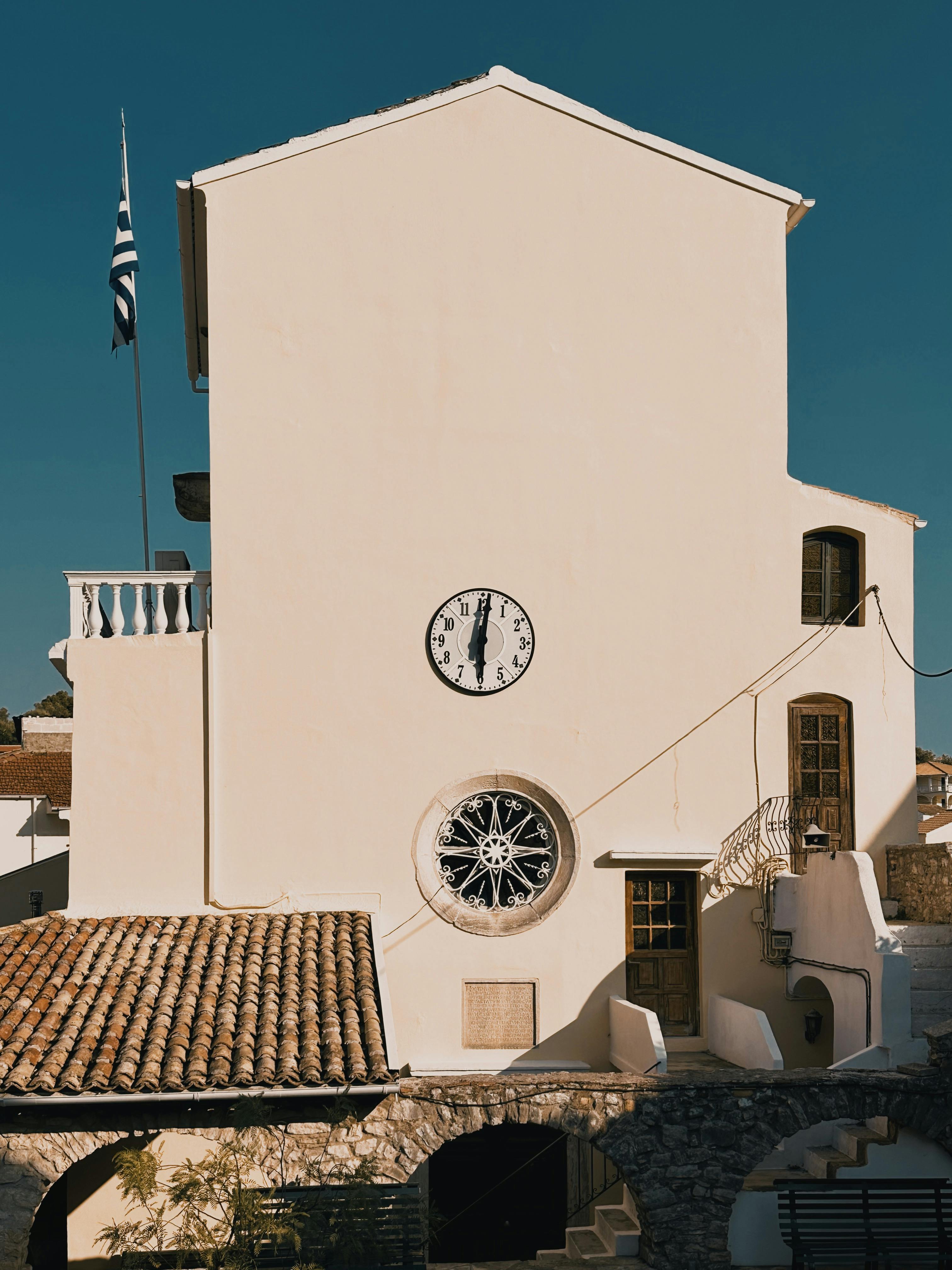 Clock on Wall of Church in Corfu, Greece · Free Stock Photo