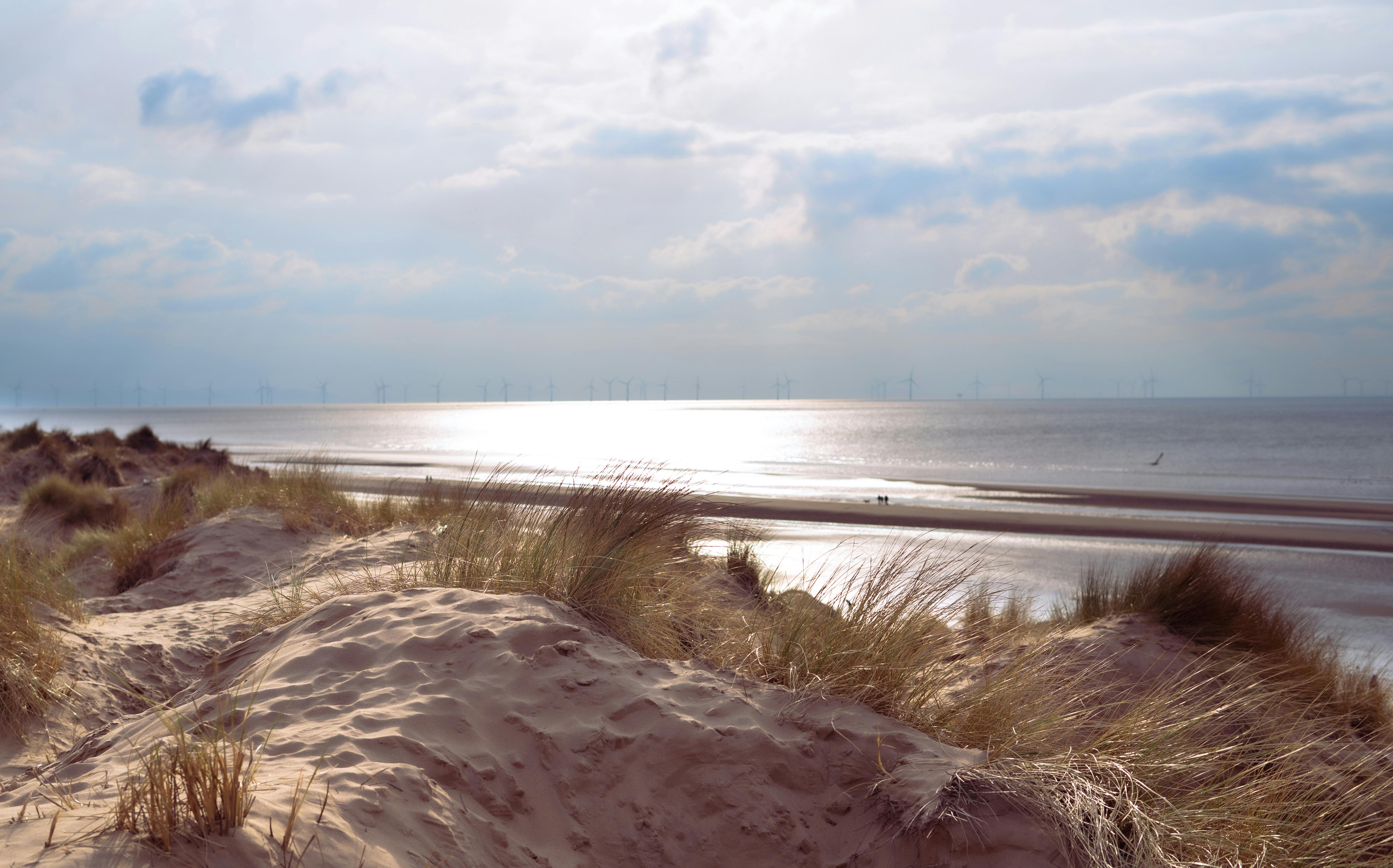 A sandy beach with a cloudy sky and a body of water · Free Stock Photo