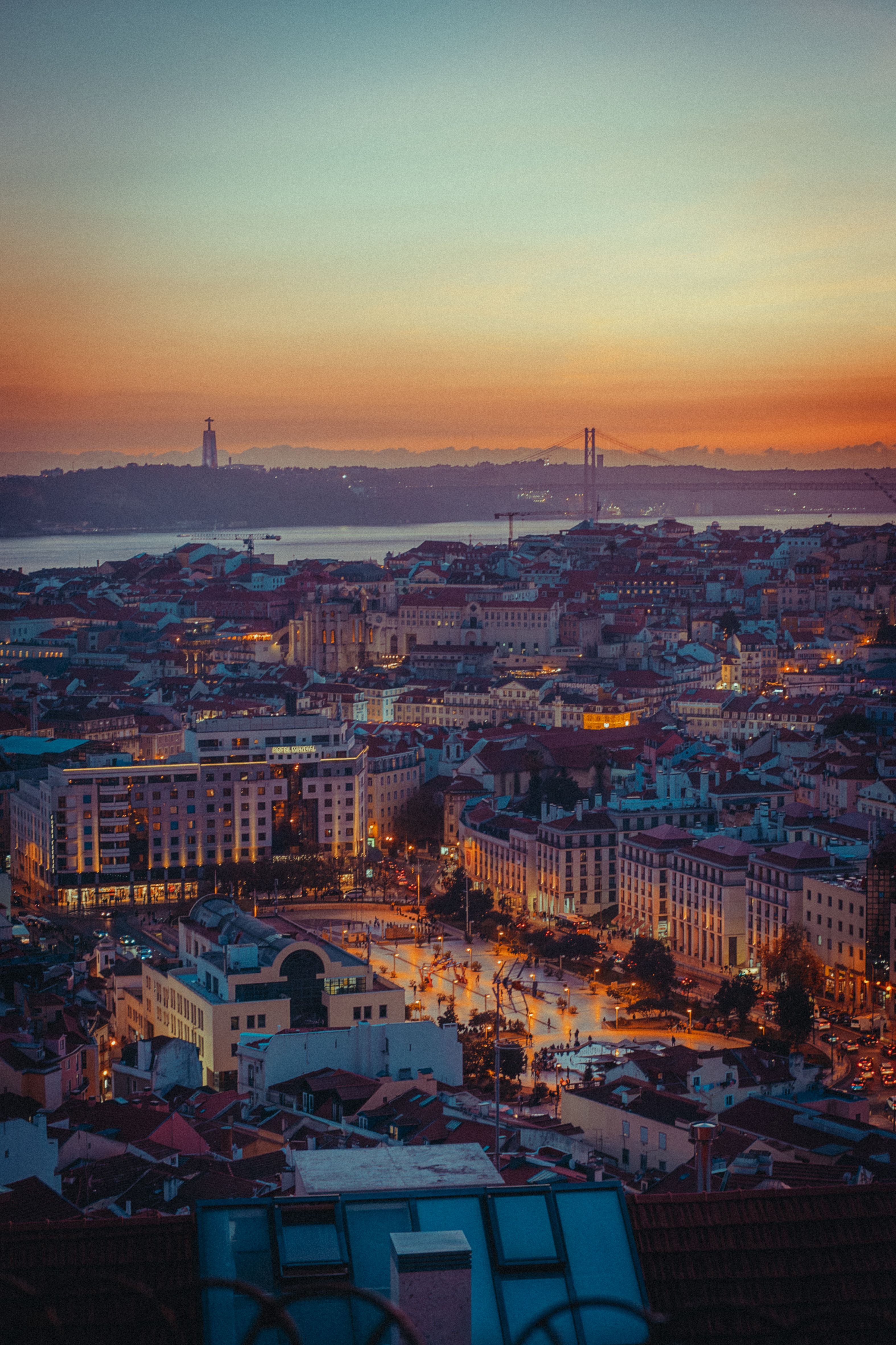 Birds Eye View of Lisbon at Sunset · Free Stock Photo