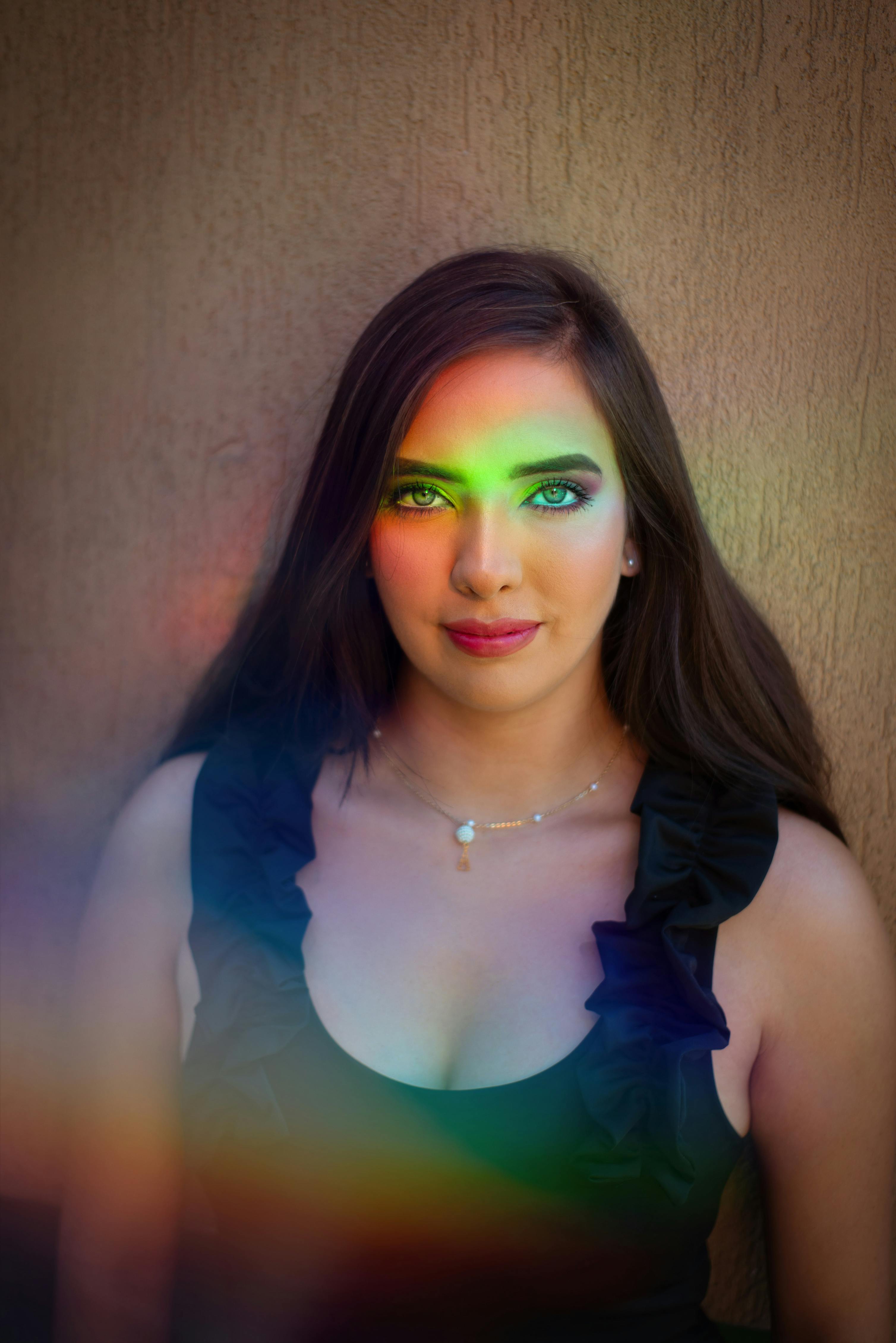 Young Woman with Prism Light on Her Face · Free Stock Photo