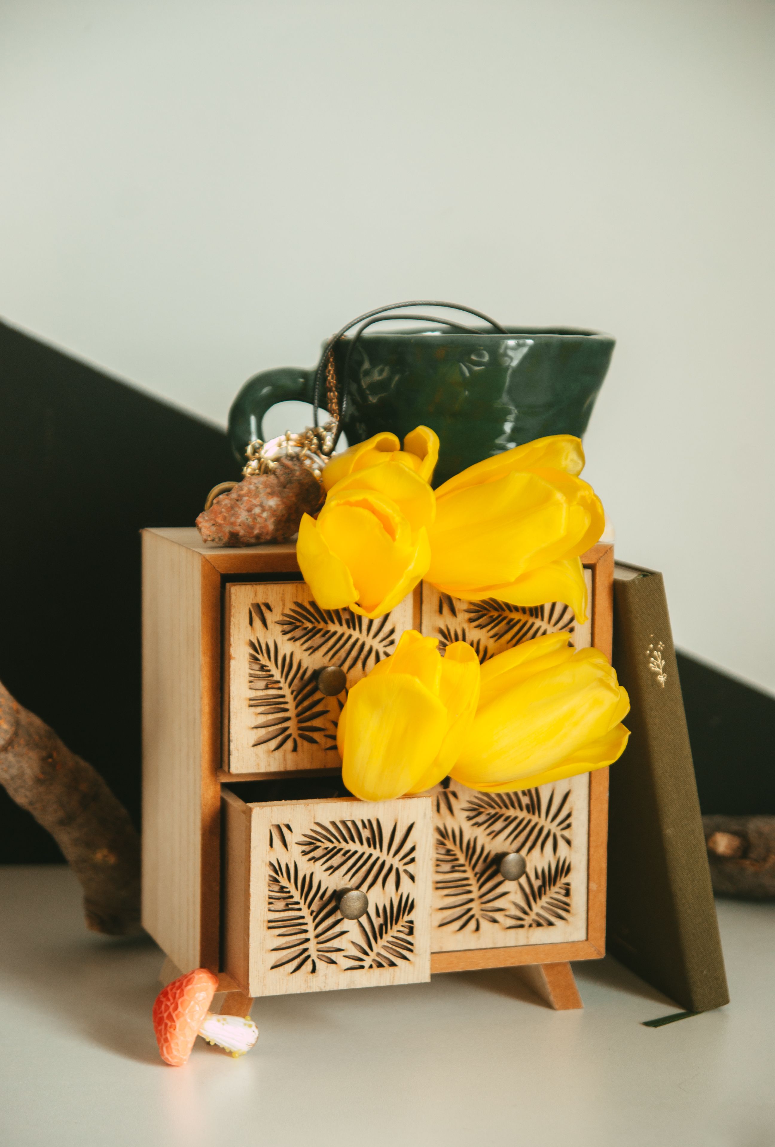 Yellow Tulips Inside Small Wooden Drawers · Free Stock Photo