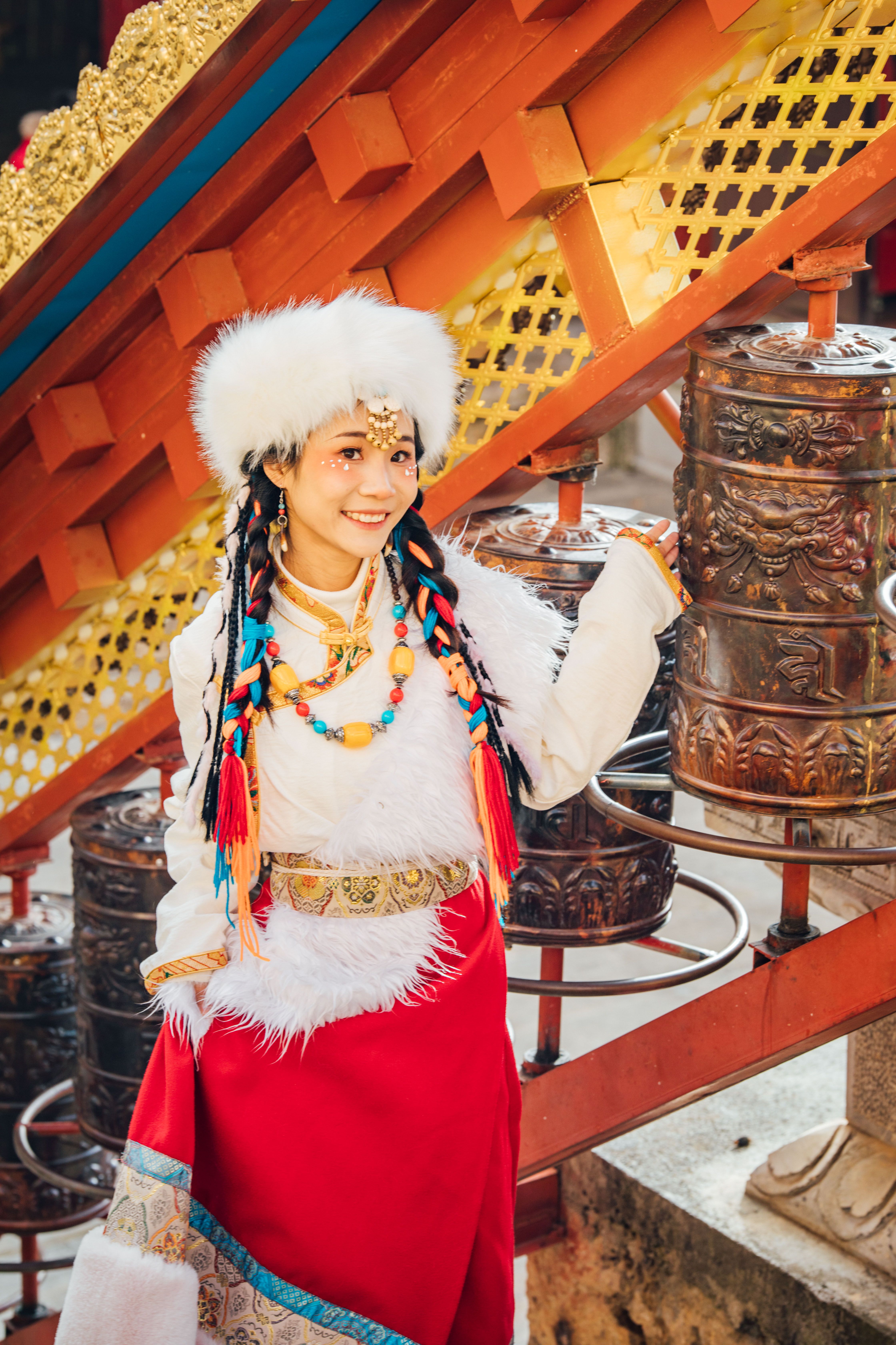 Asian Woman with Colorful Braids and Traditional Asian Clothing · Free ...