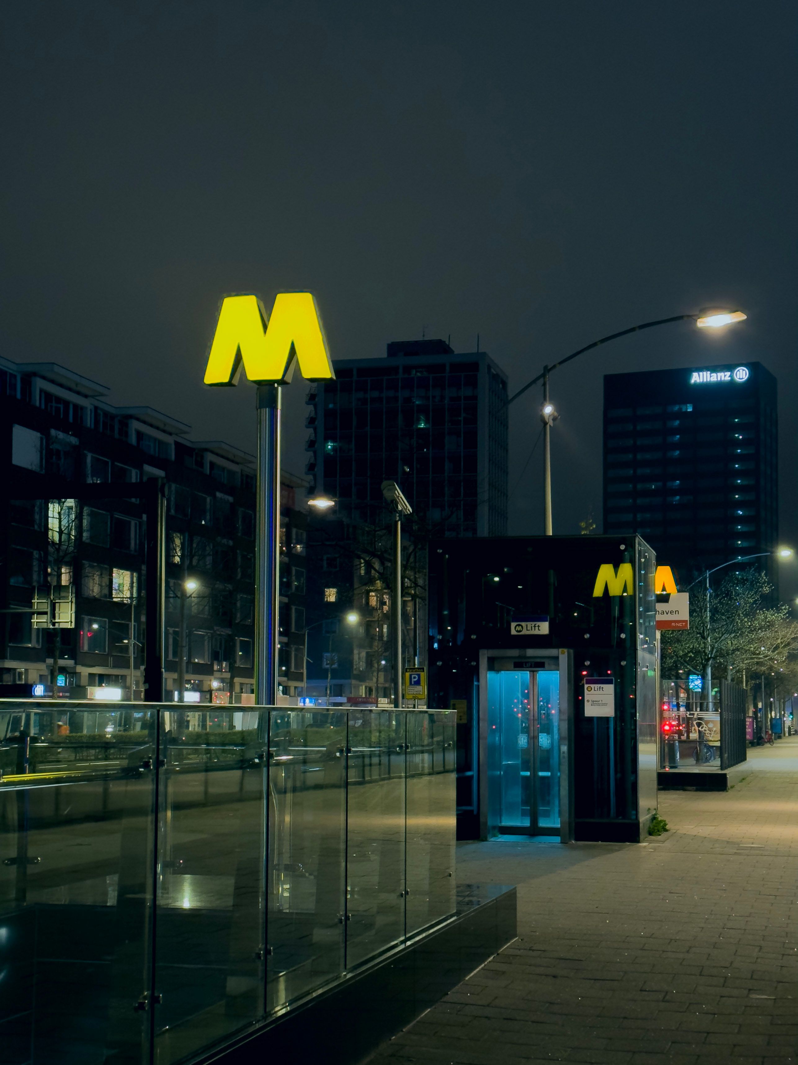Metro Logo in Entrance at Night · Free Stock Photo