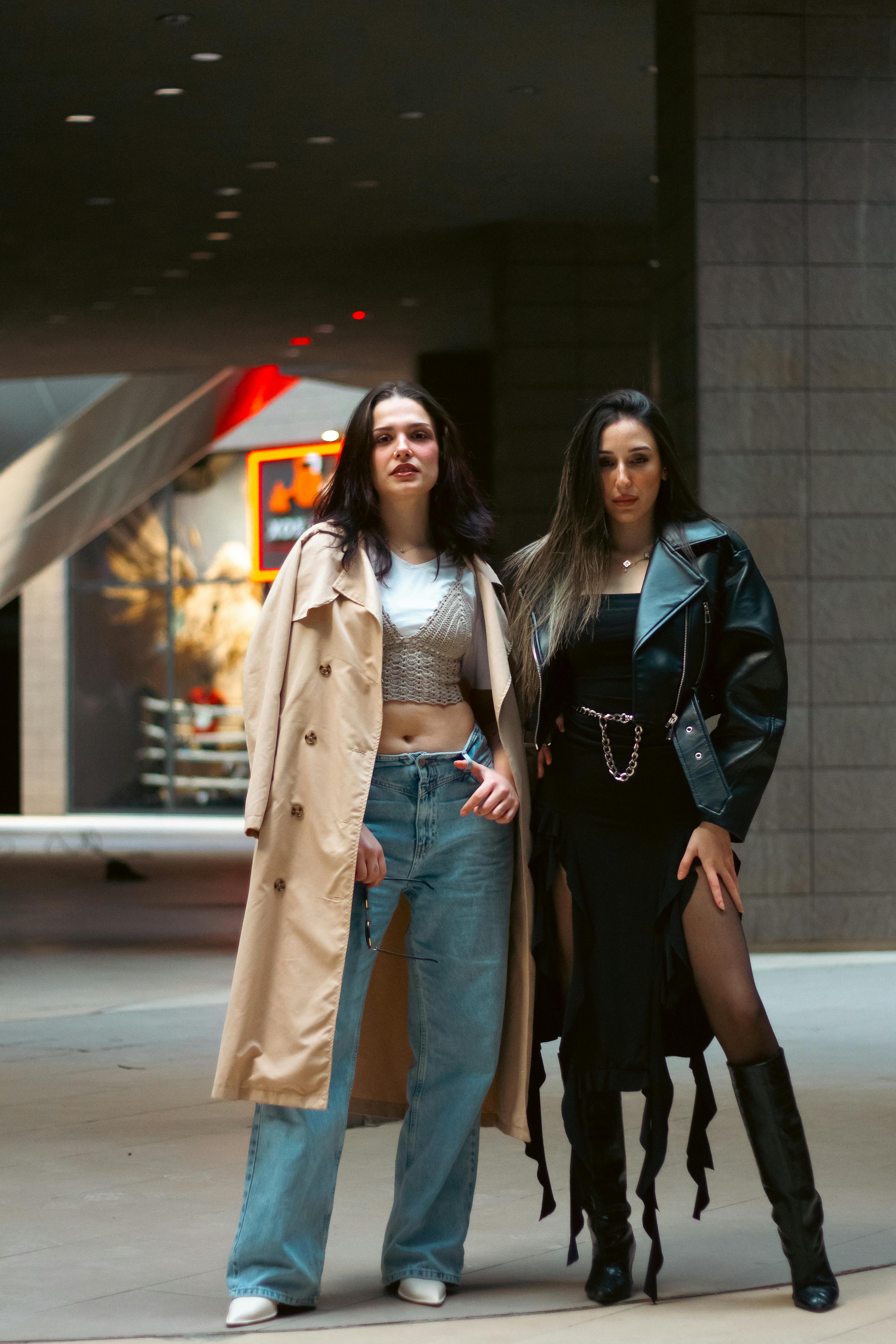 Modish Women Models Standing on Walkway · Free Stock Photo