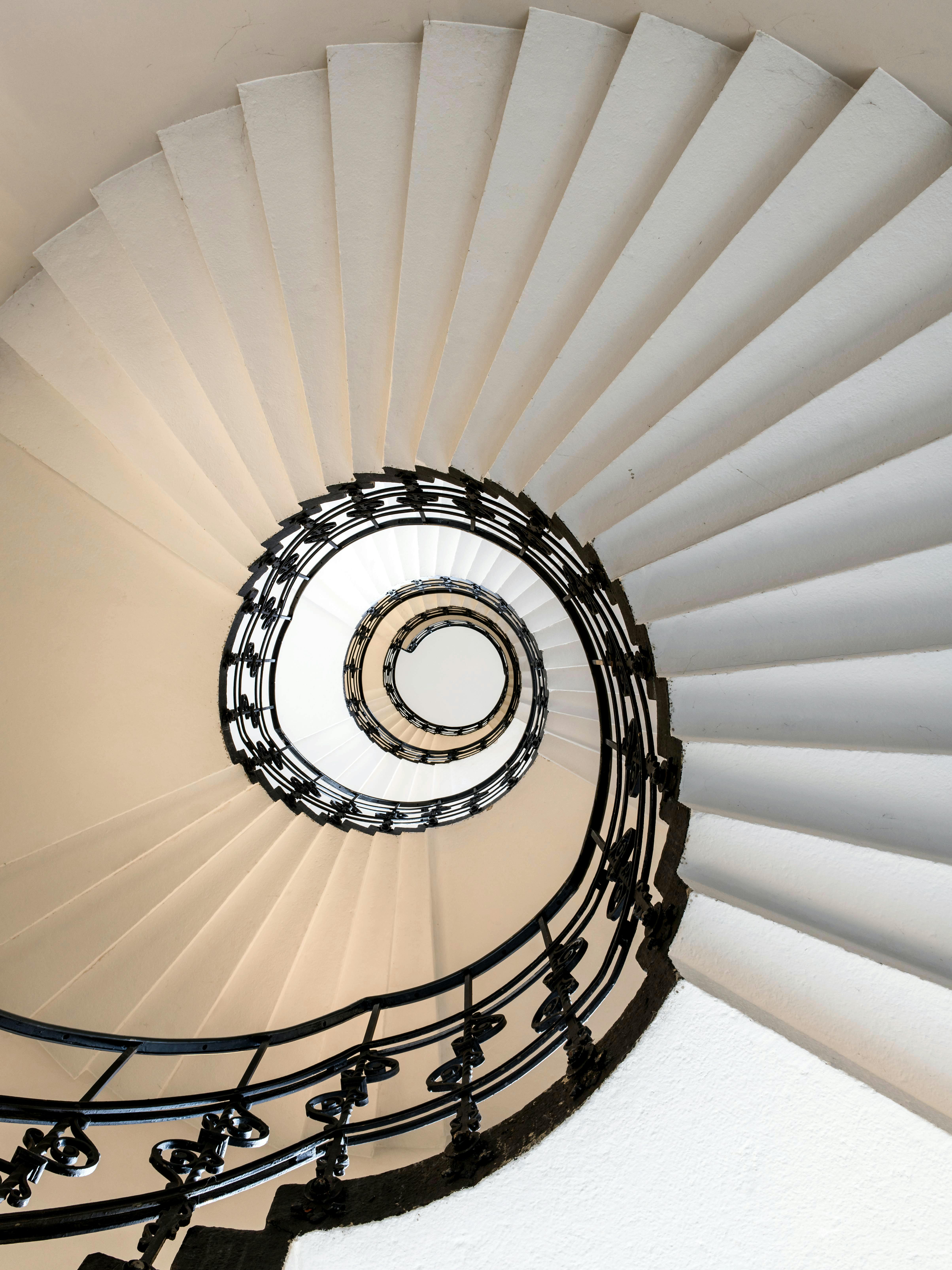 Triangular Staircase with Red Handrail · Free Stock Photo
