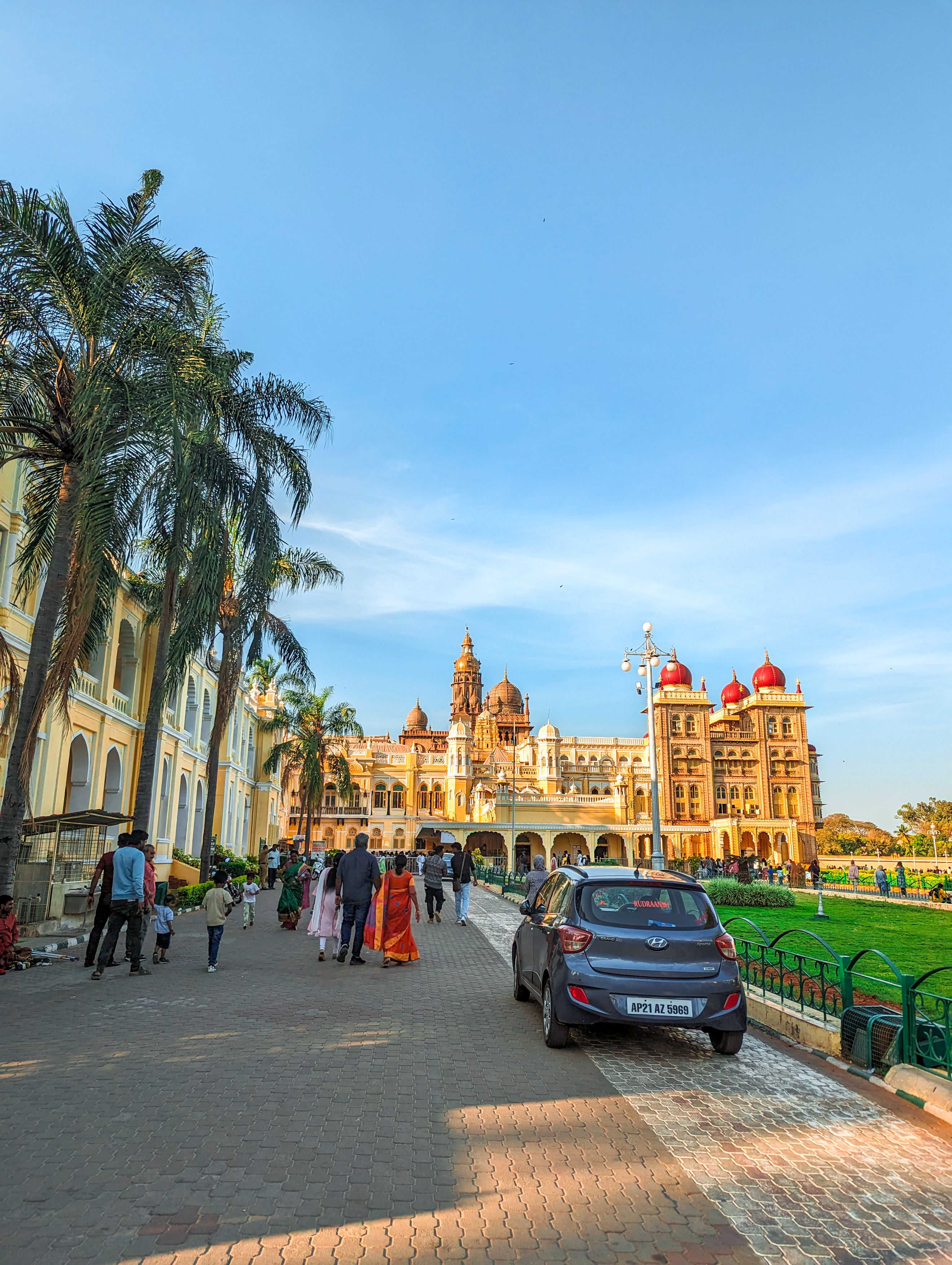 View of a Street and the Mysore Palace in Mysore, Karnataka, India ...