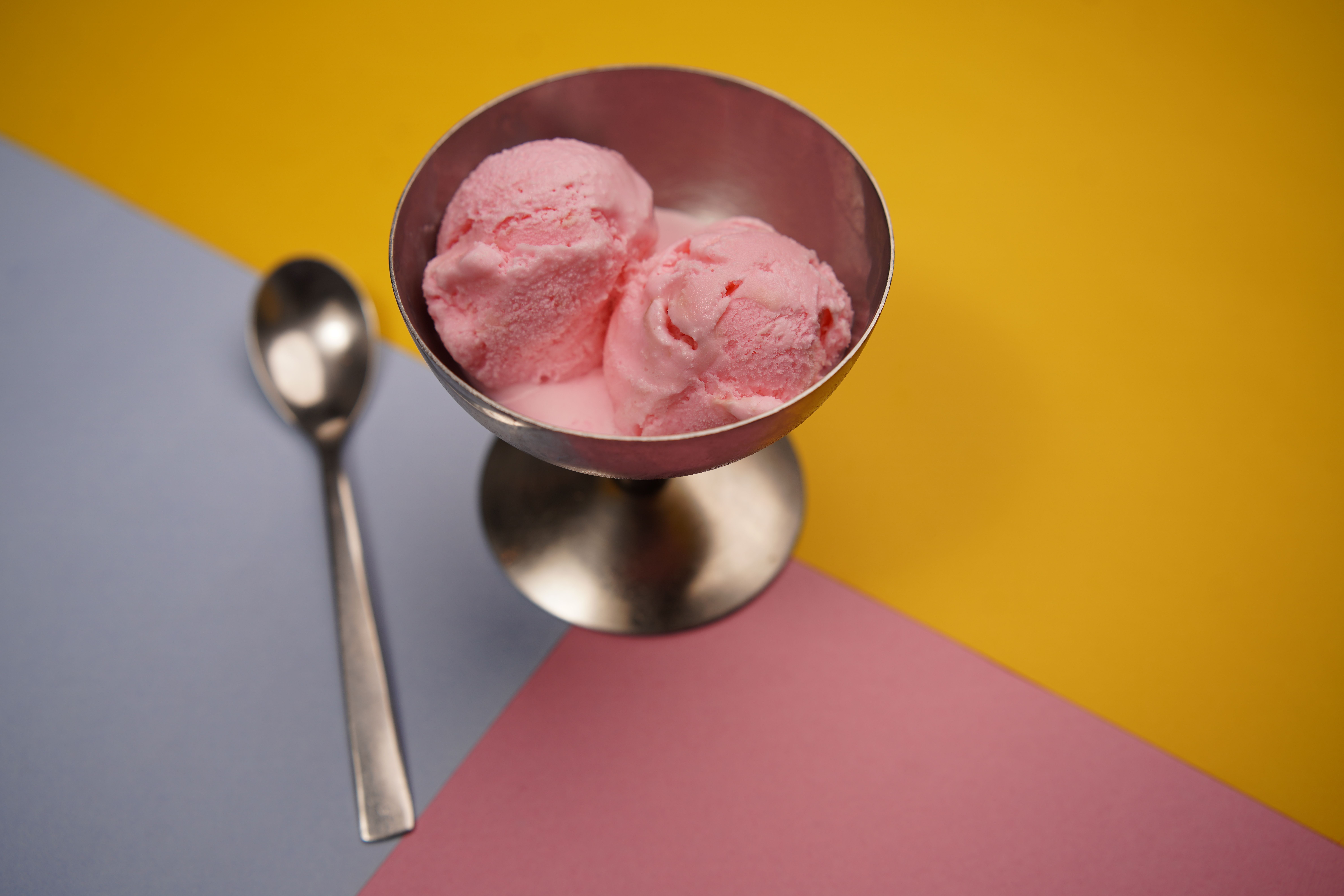 Pink Ice Cream Scoops in a Metal Bowl · Free Stock Photo