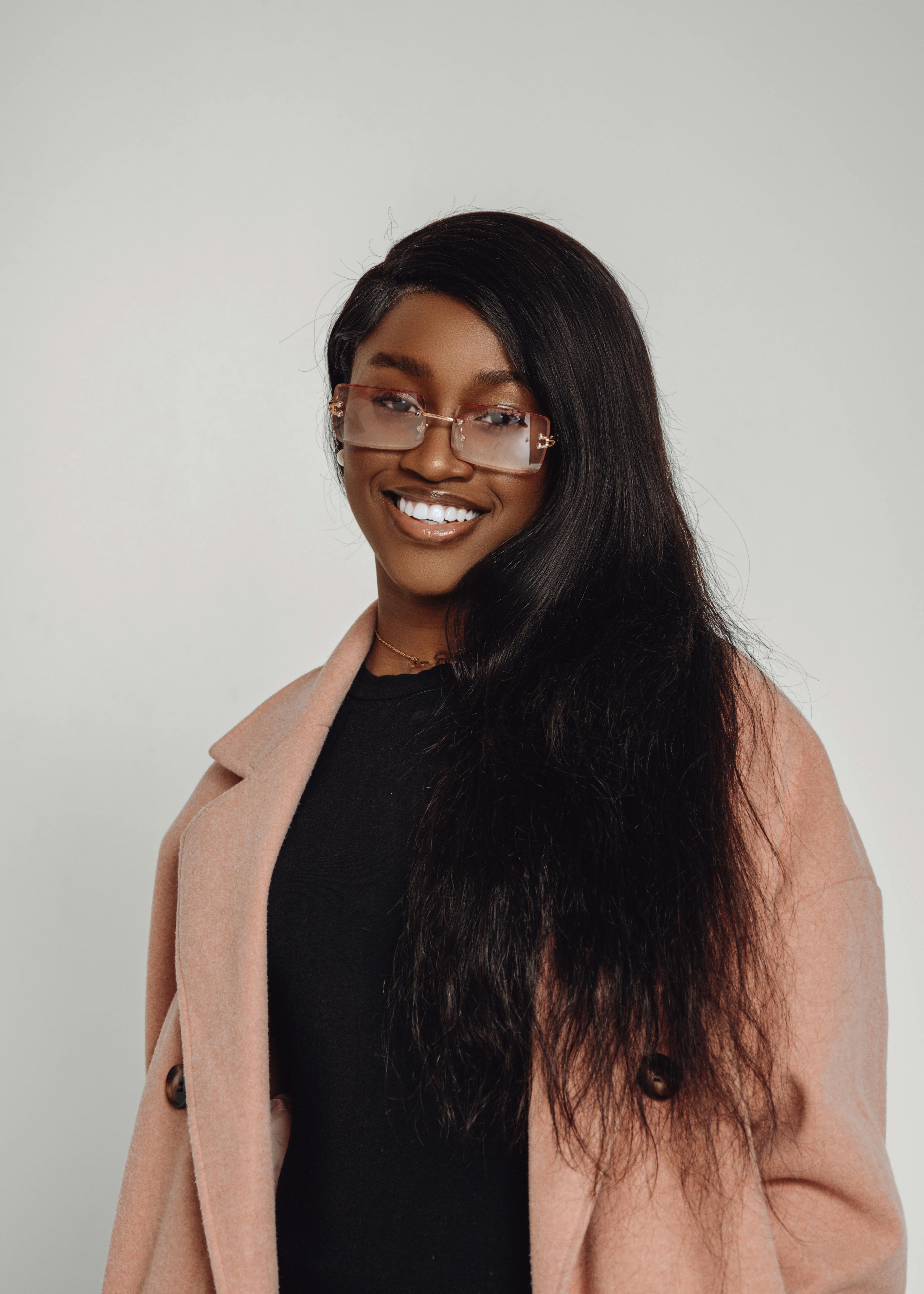 Black And Vivacious Pink Classy Woman Smiling Photos, Download The BEST ...