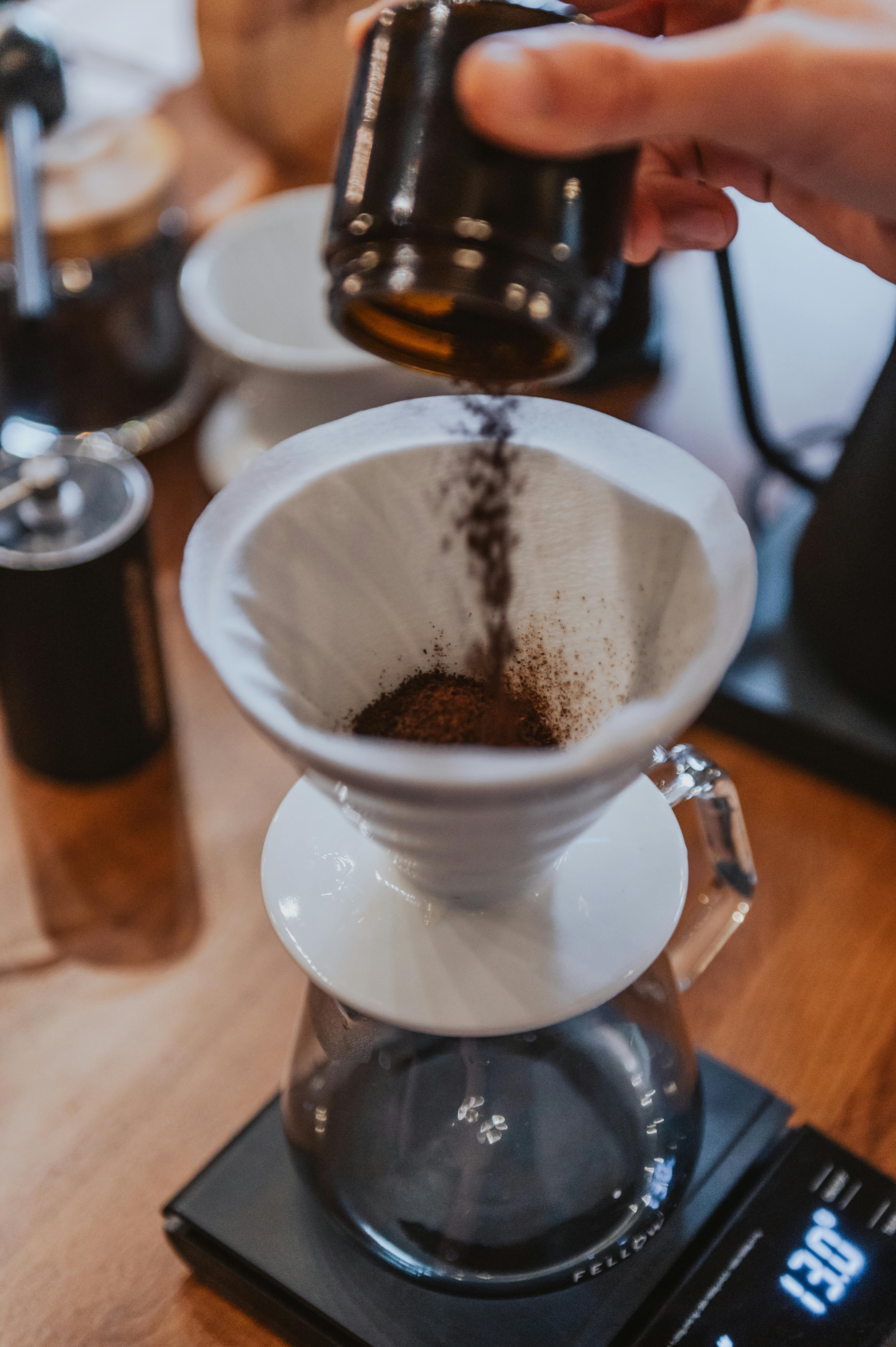 Pouring Coffee on Filter in Cafe · Free Stock Photo