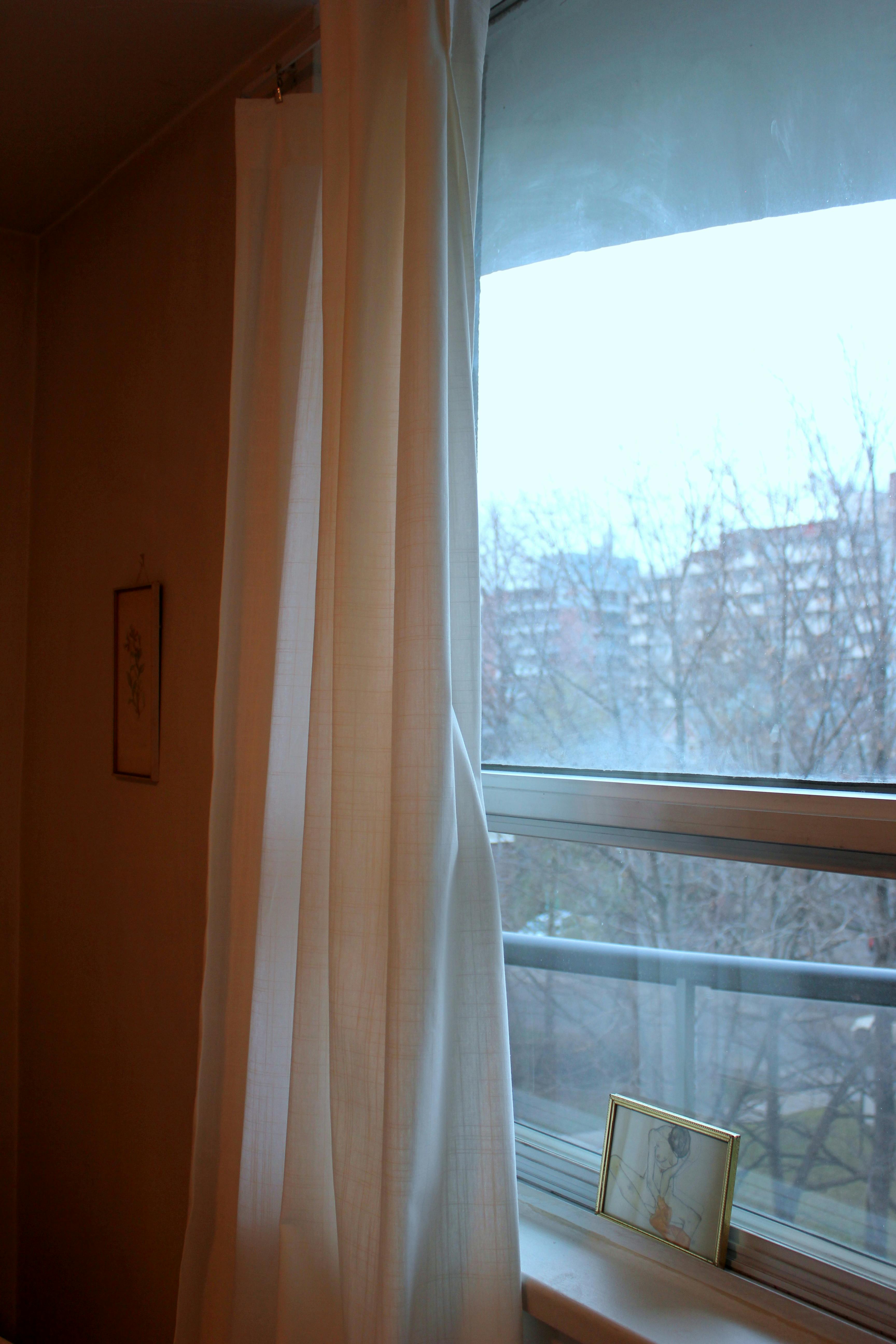 Opened White Window With Sheer Curtain · Free Stock Photo