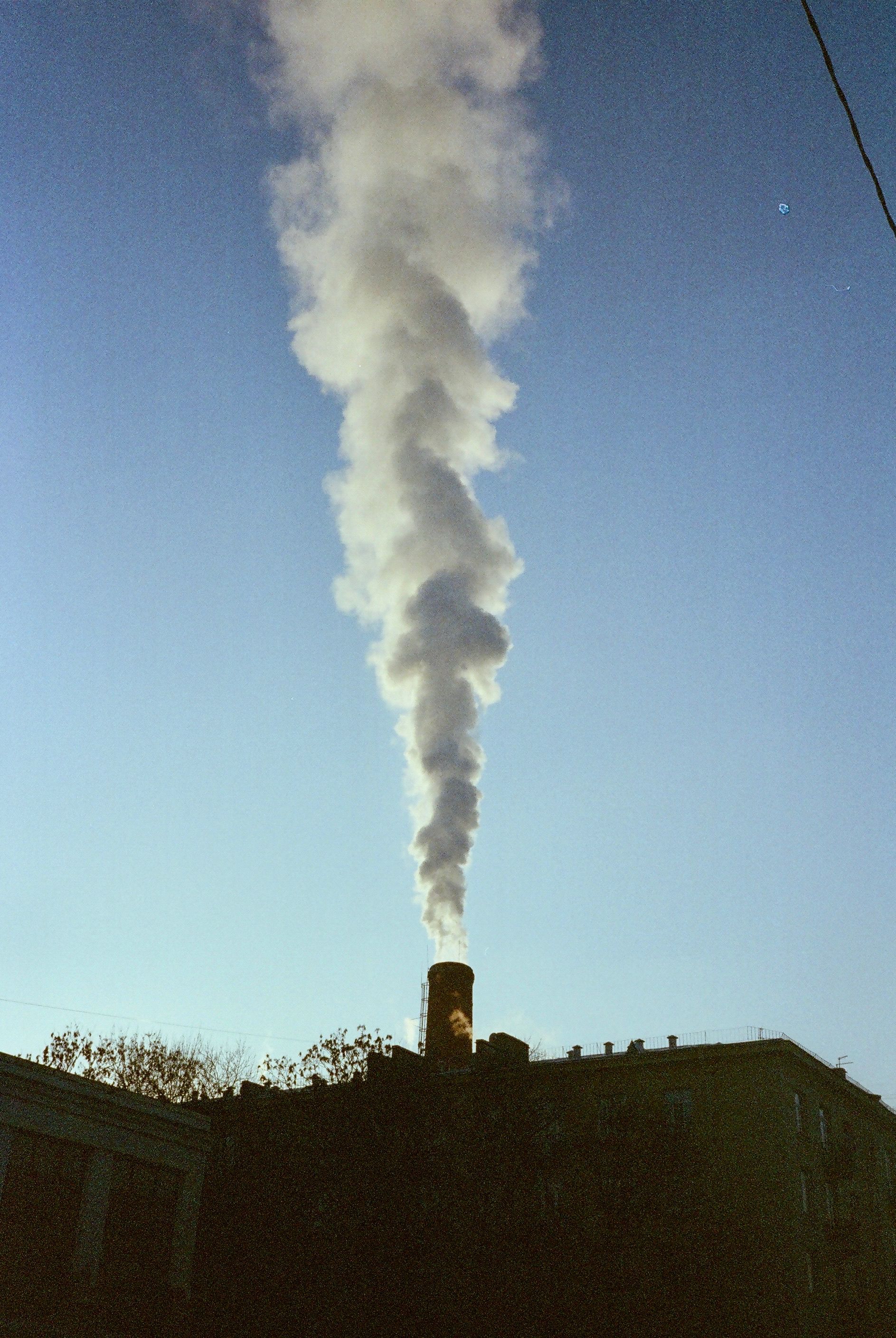 Chimney Emitting White Smoke against Blue Sky · Free Stock Photo