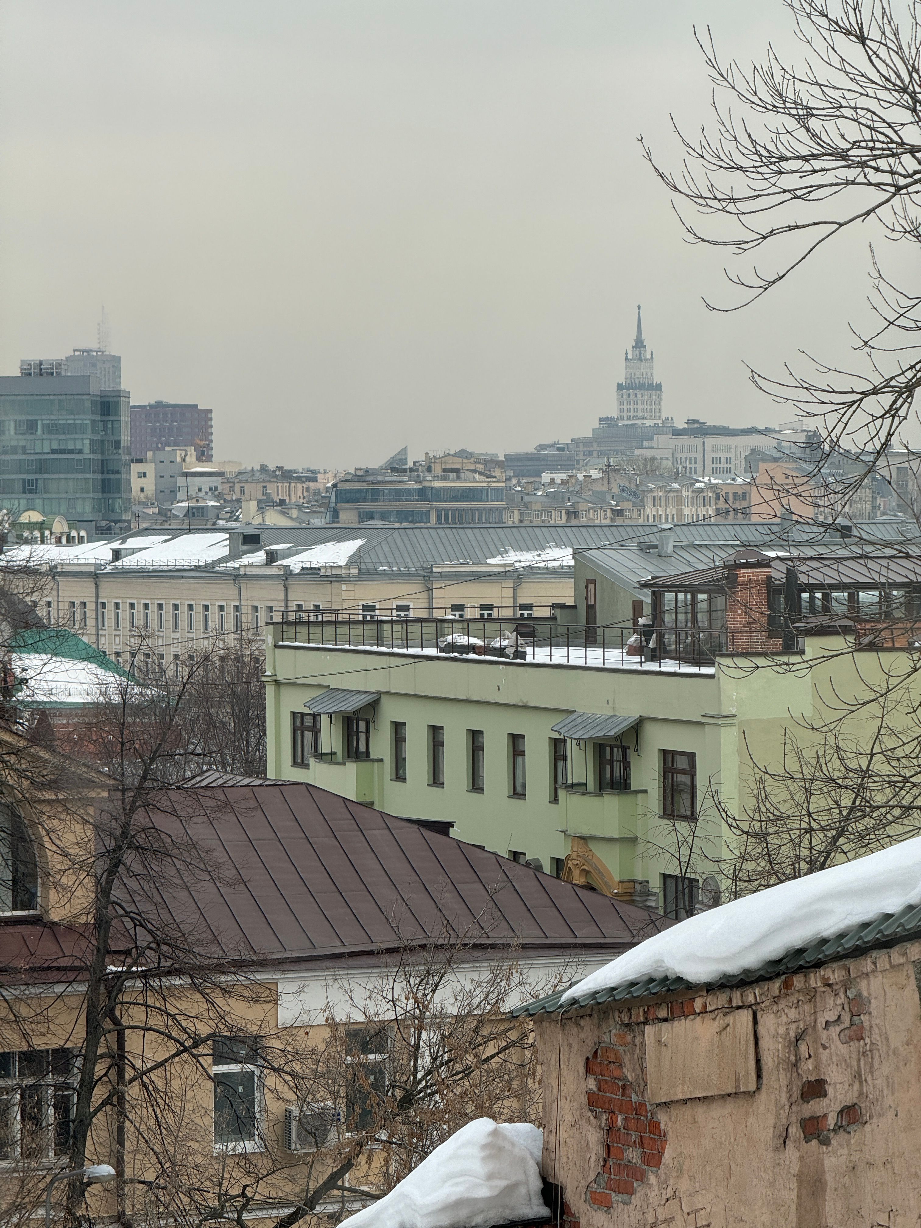 Snow on Buildings Rooftops in City · Free Stock Photo