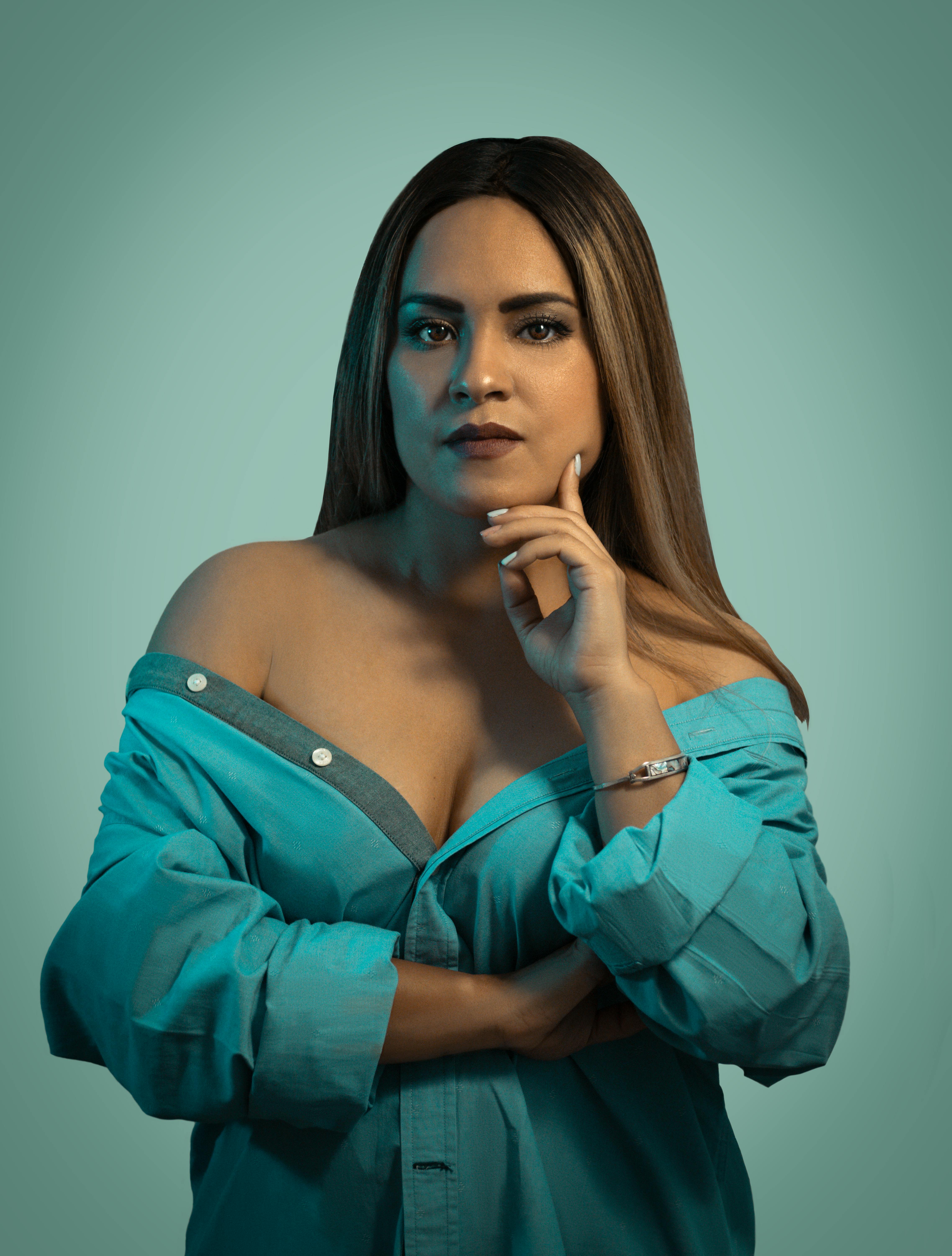 Portrait of Woman in Blue Shirt · Free Stock Photo