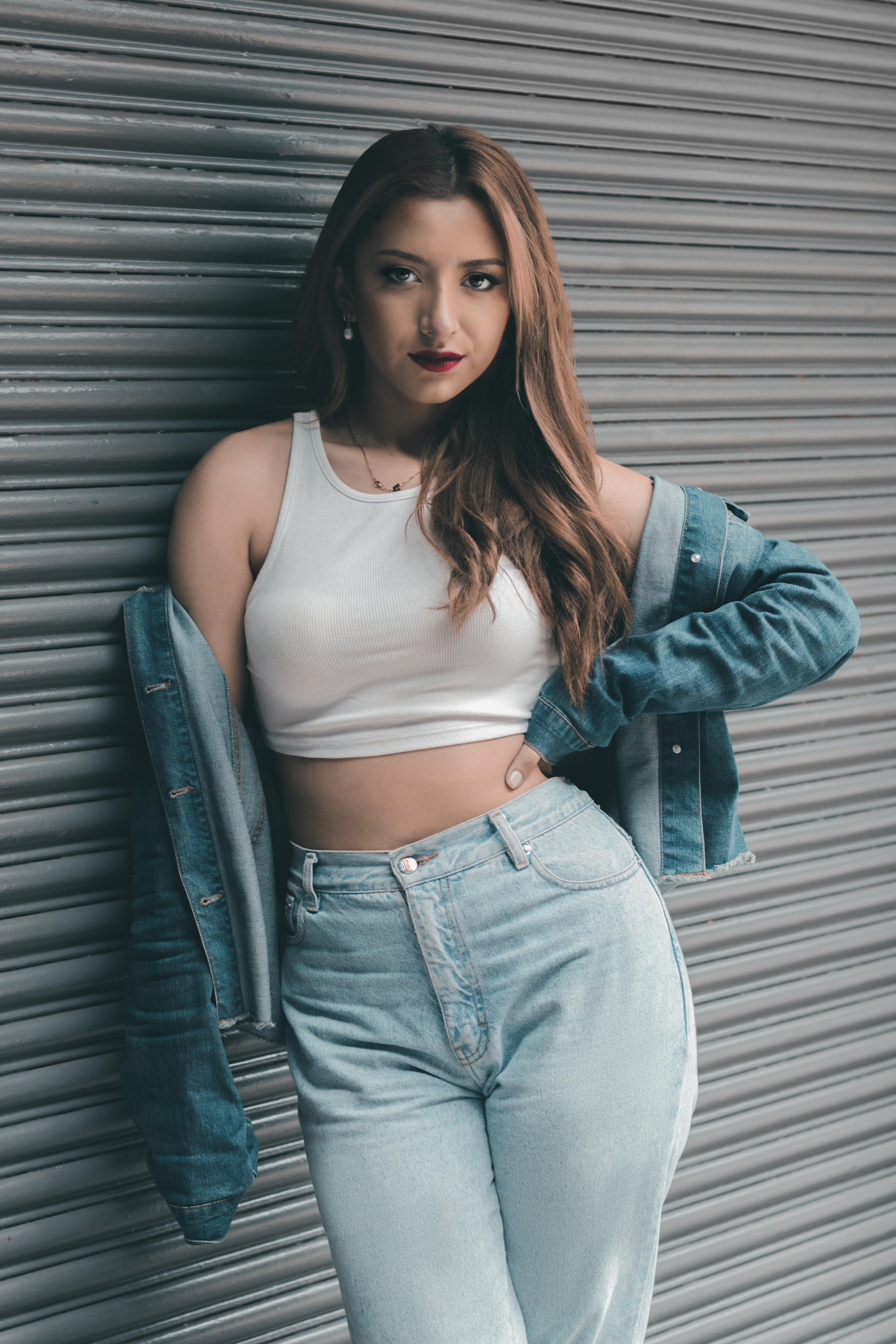 Woman in Top and Jean Jacket · Free Stock Photo