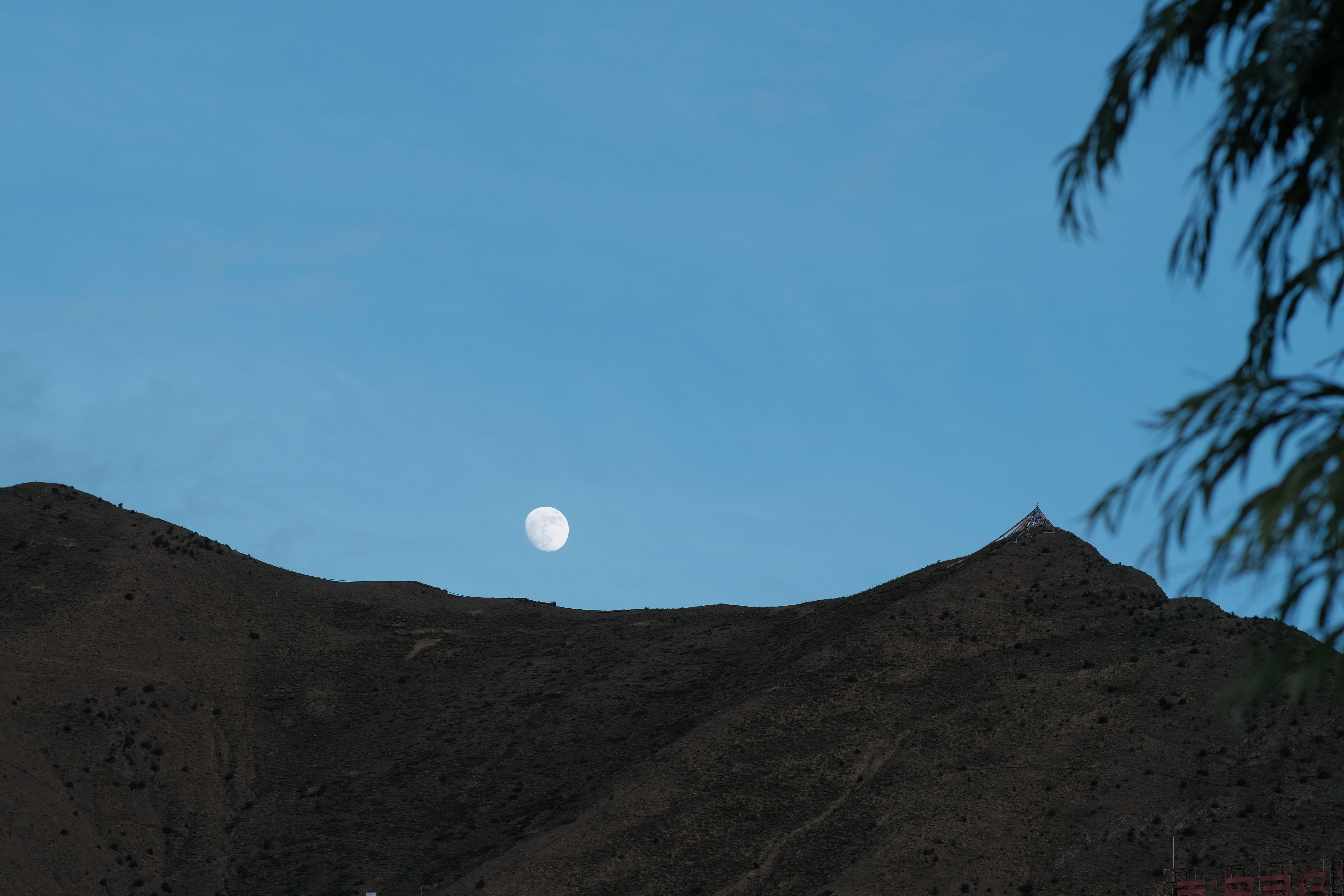 Moon over Hill in Evening · Free Stock Photo