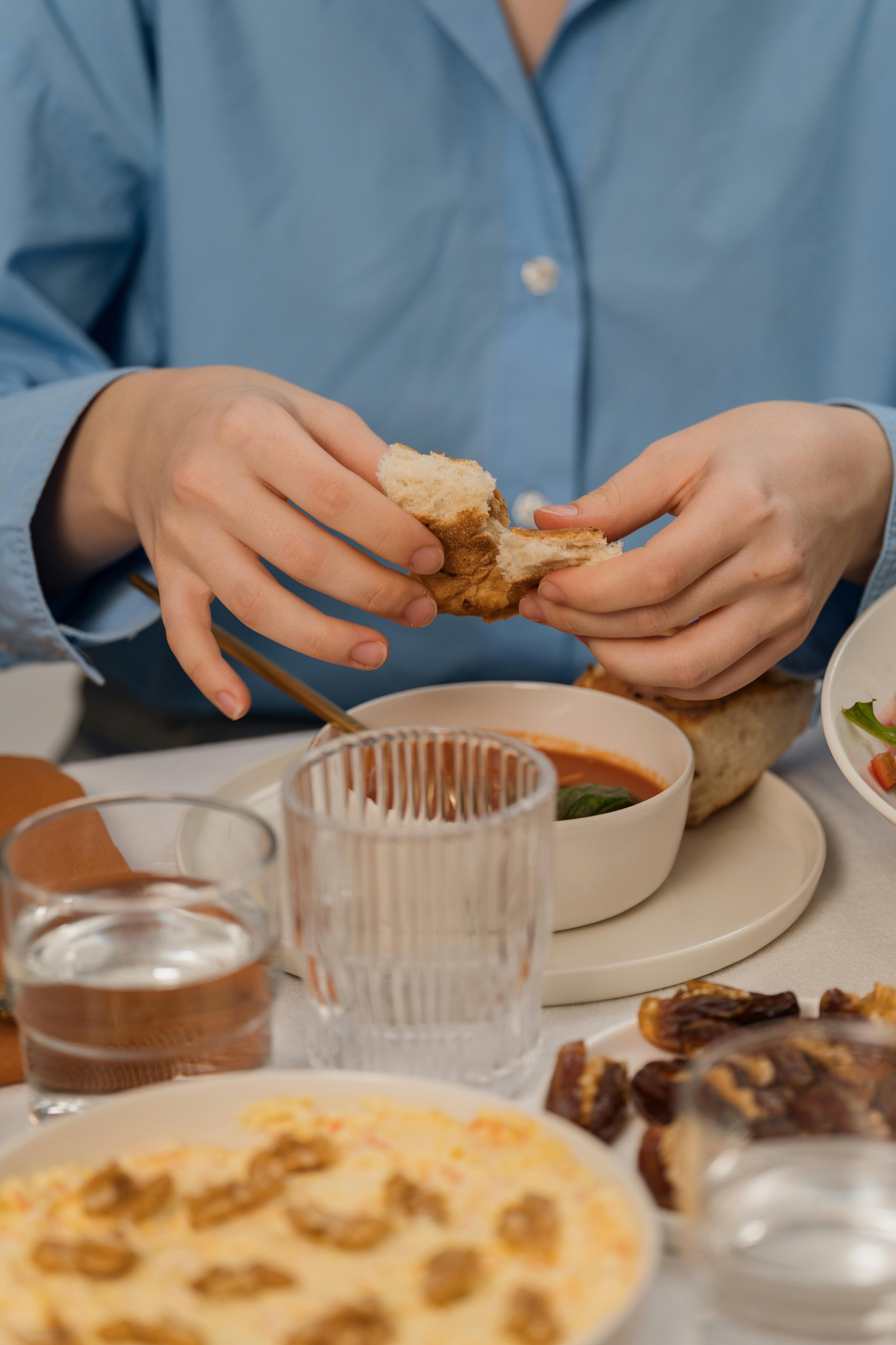 Eating Soup with Bread · Free Stock Photo