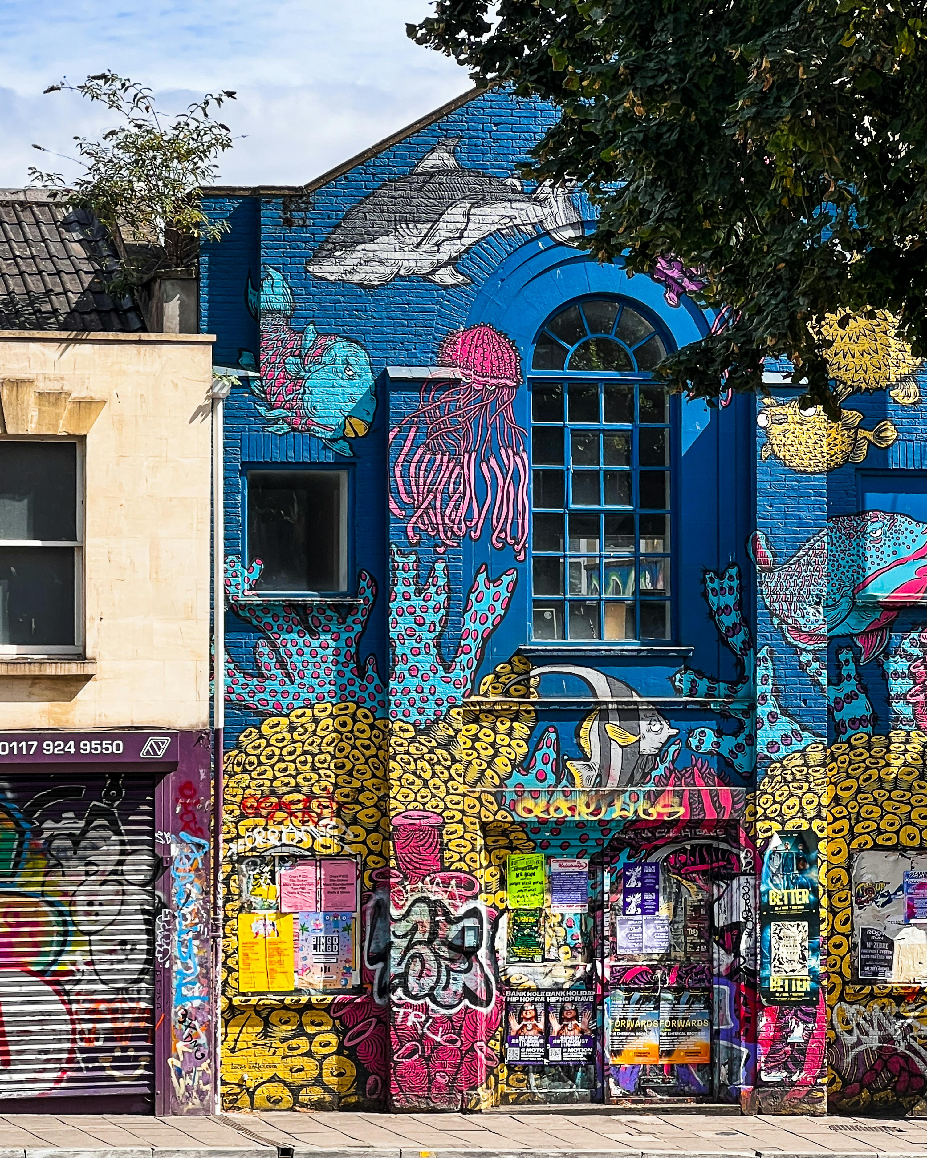 Facade of a Building with Graffiti on Stokes Croft, Bristol, England ...