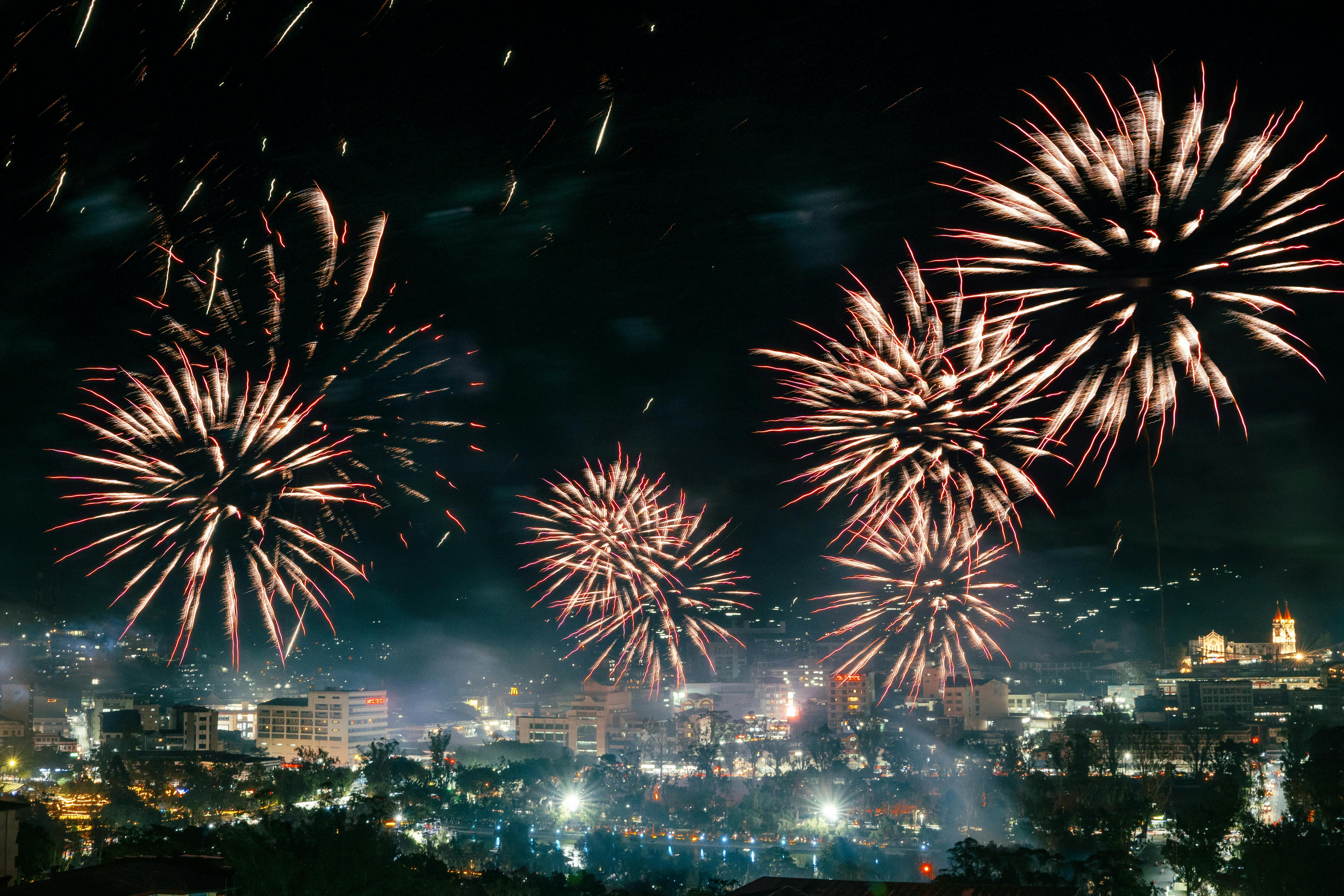 View of Fireworks over a City · Free Stock Photo