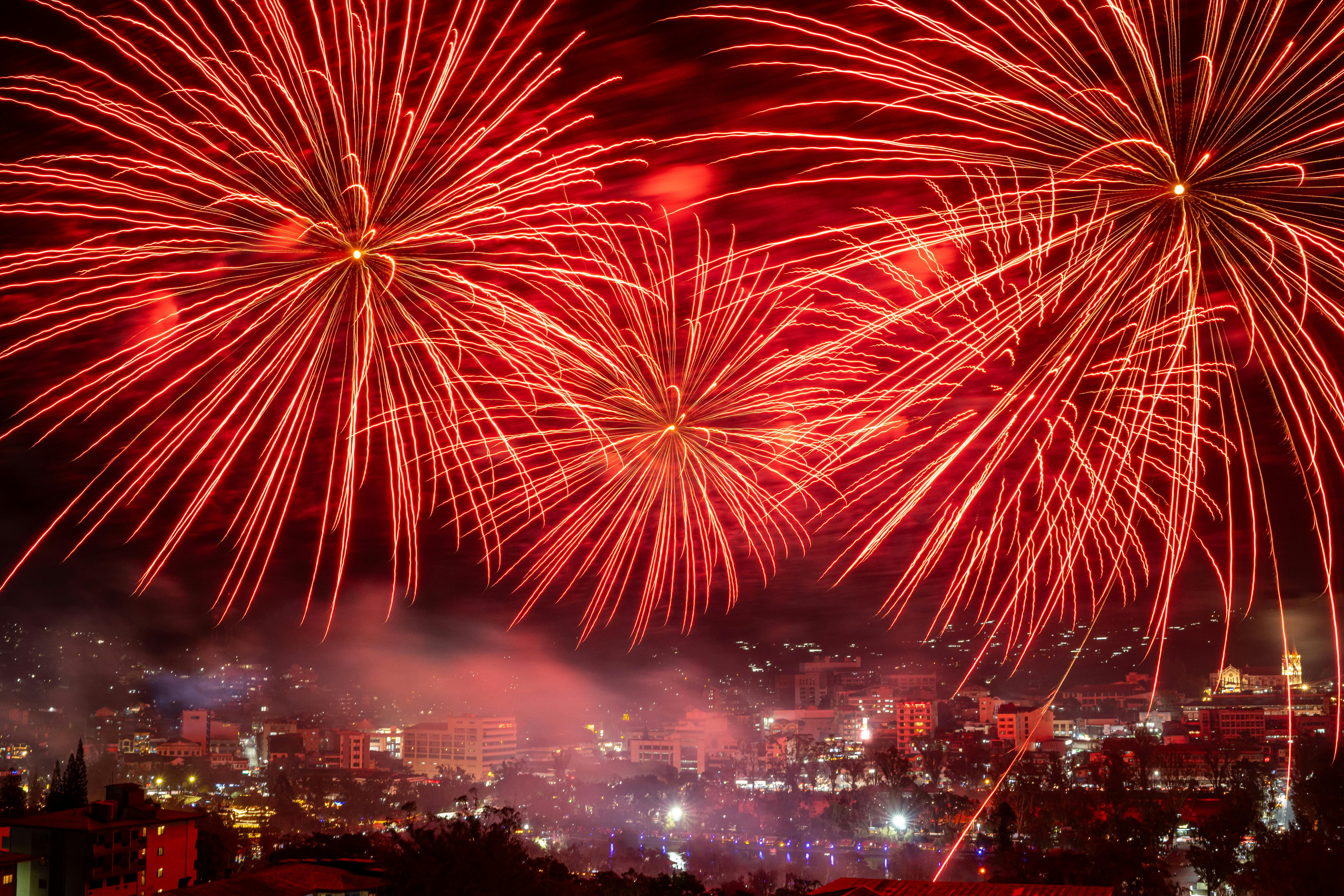 View of Fireworks over a City · Free Stock Photo