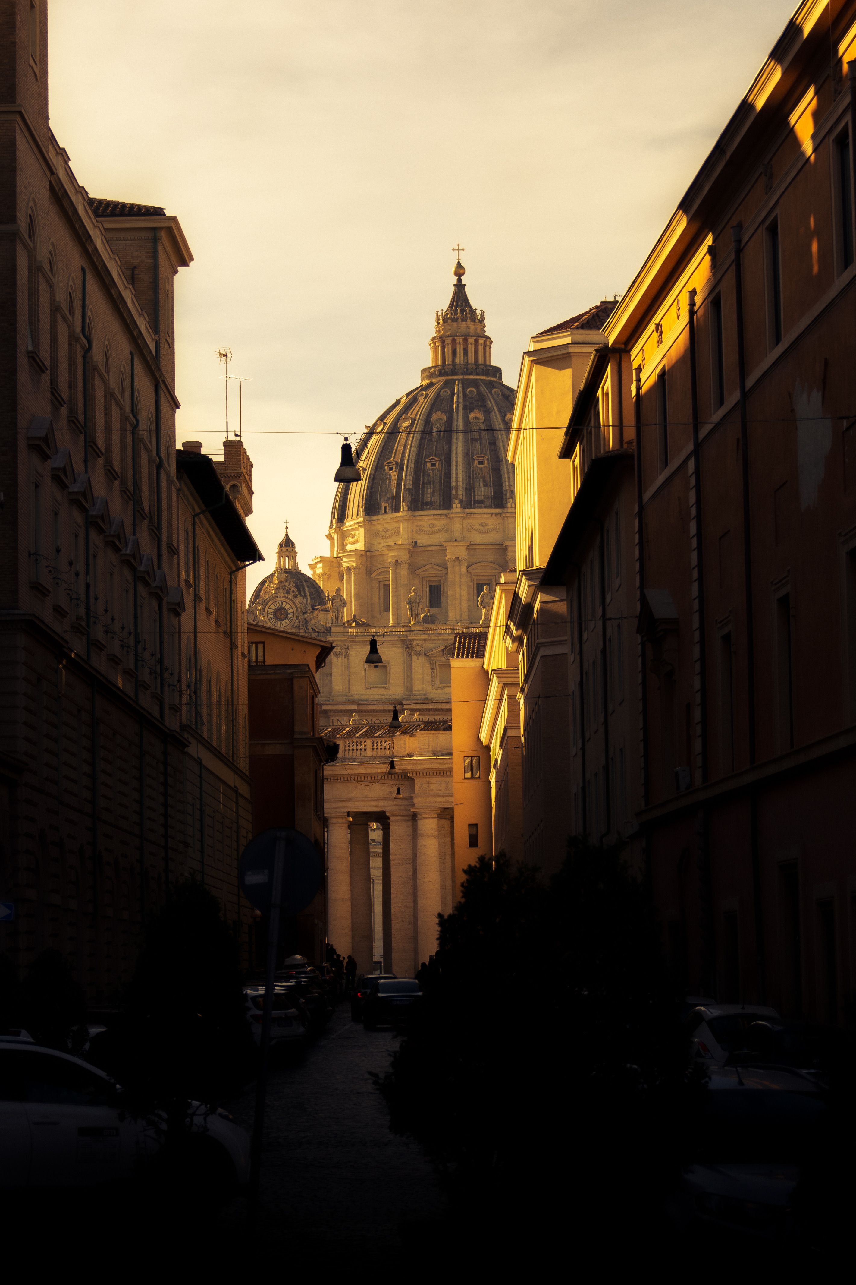 St Peters Basilica behind Street in Rome · Free Stock Photo