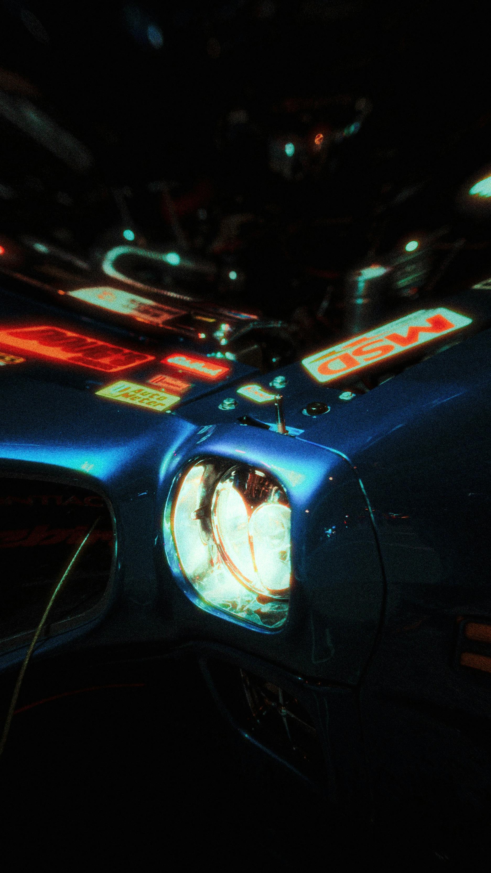 Headlight of Racing Car at Night · Free Stock Photo