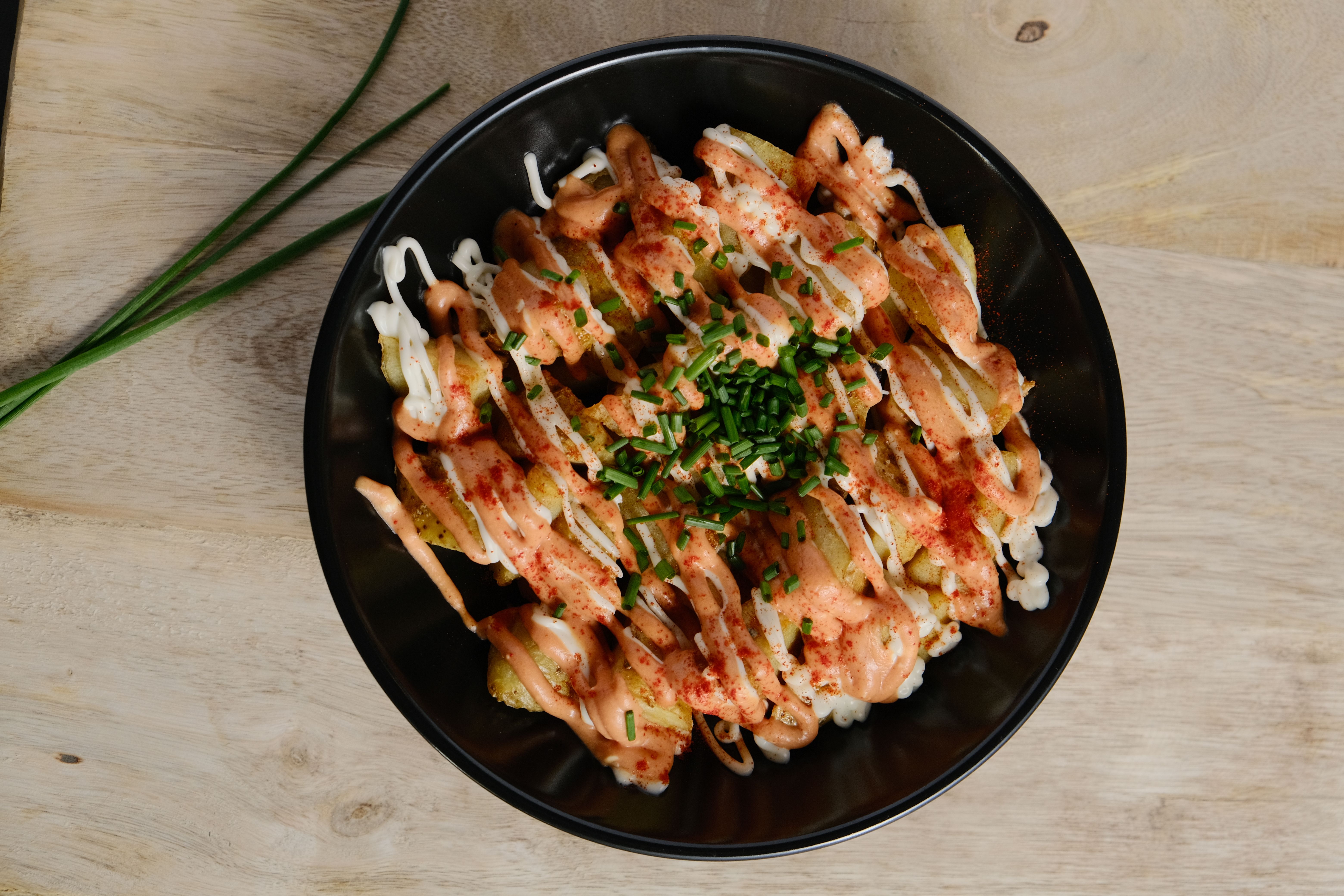 Meal with Sauces and Chive · Free Stock Photo