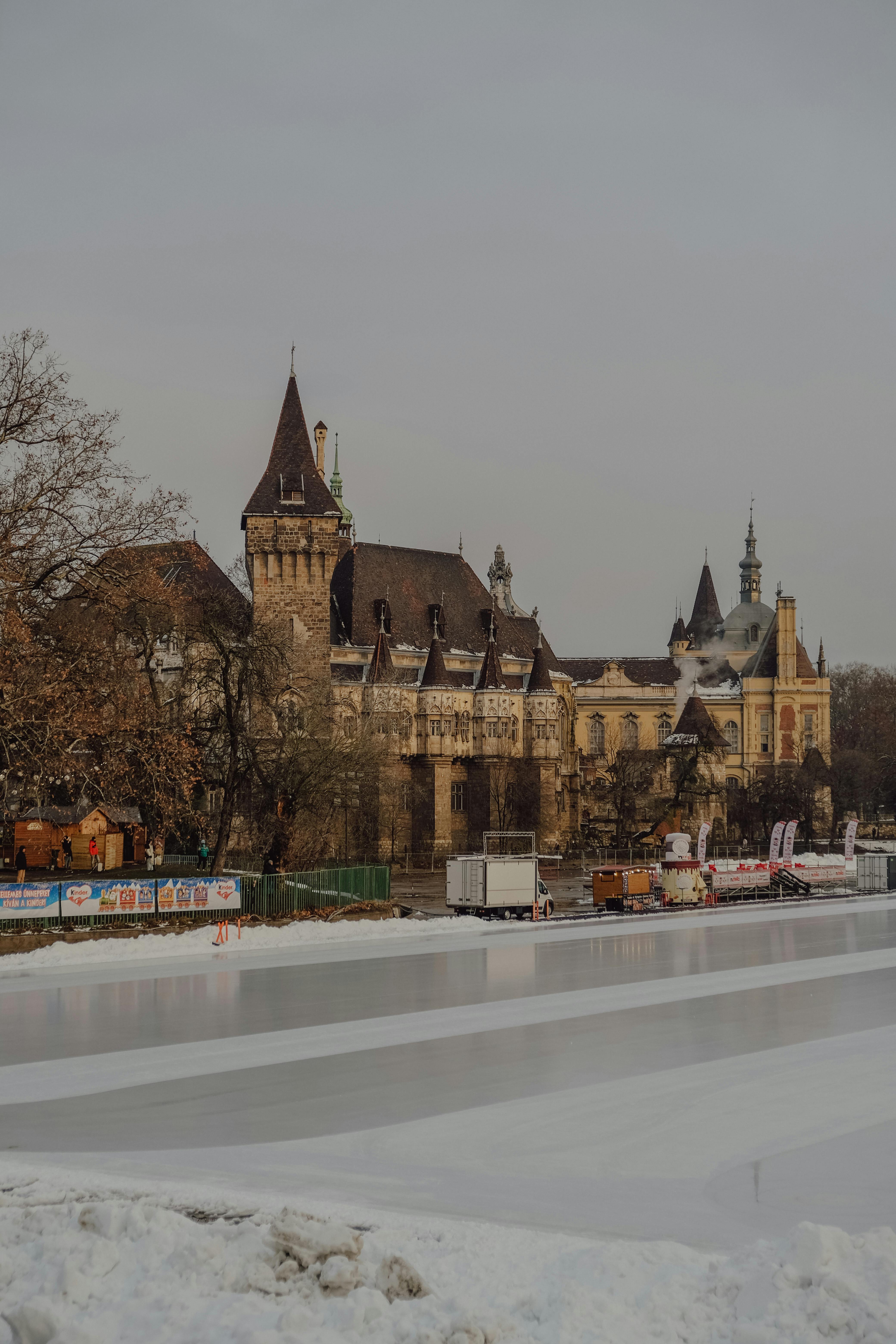 Ice skating rink in front of a castle · Free Stock Photo