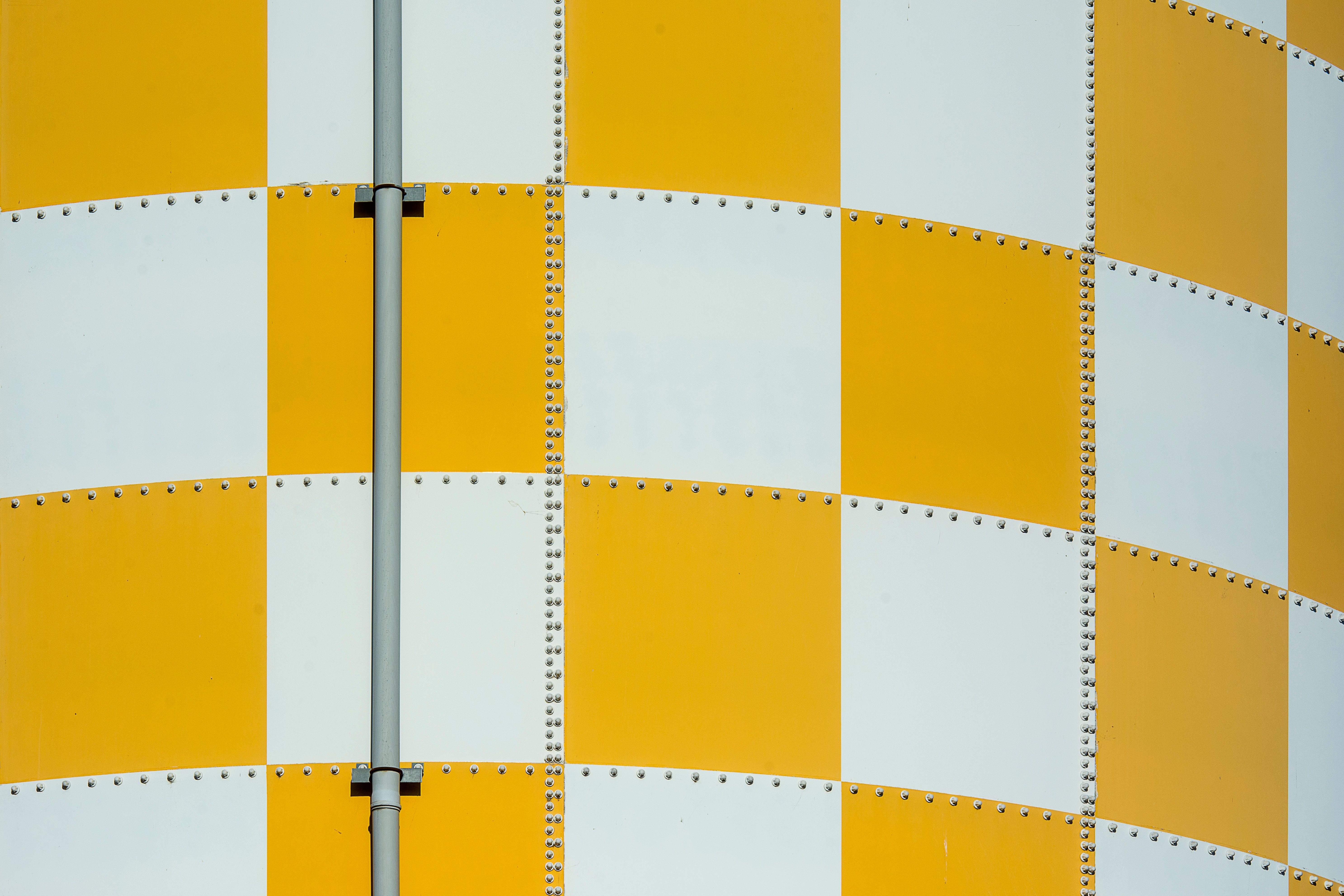 White and Yellow Checkered Wall · Free Stock Photo