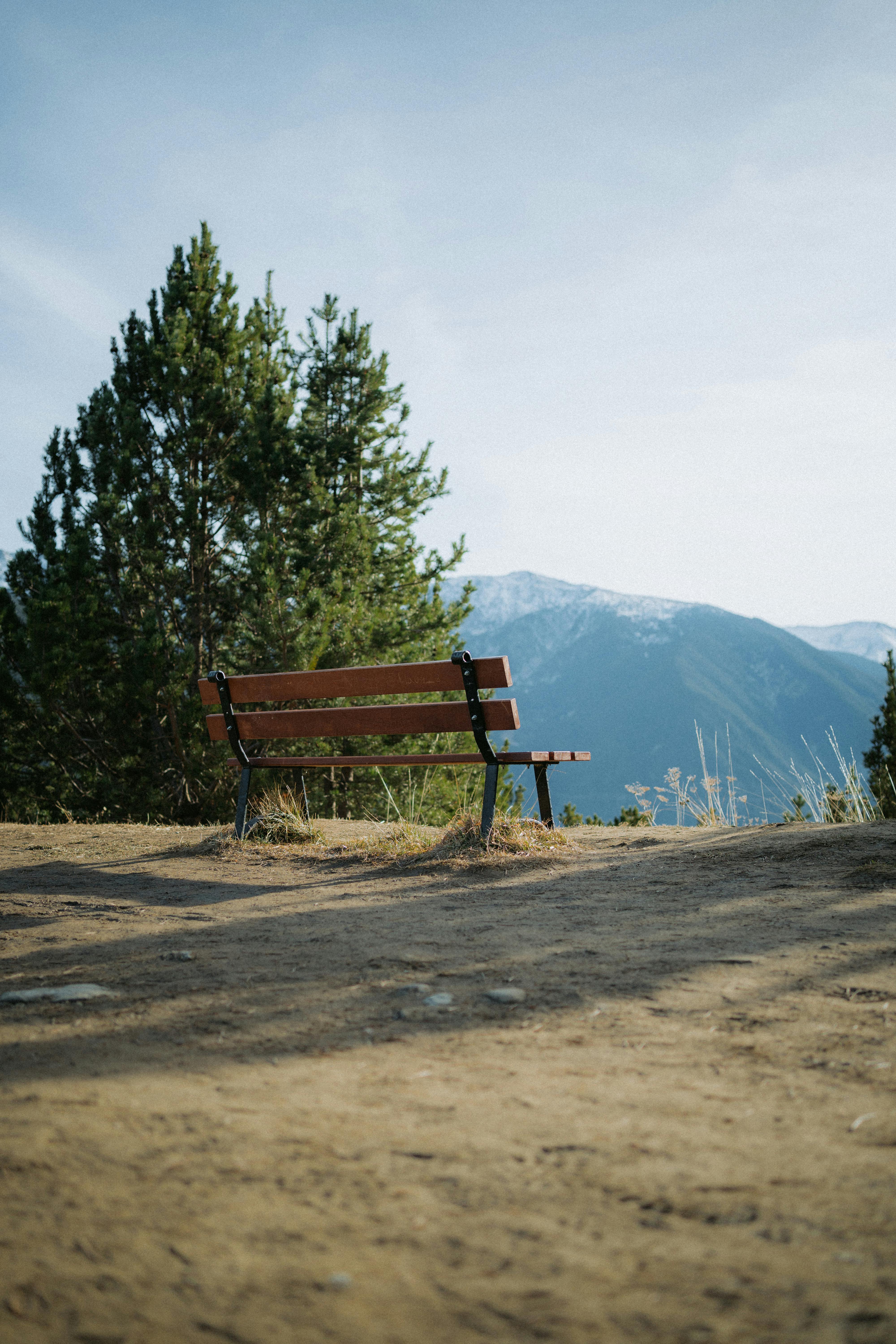 Bench on a Mountain Ridge · Free Stock Photo