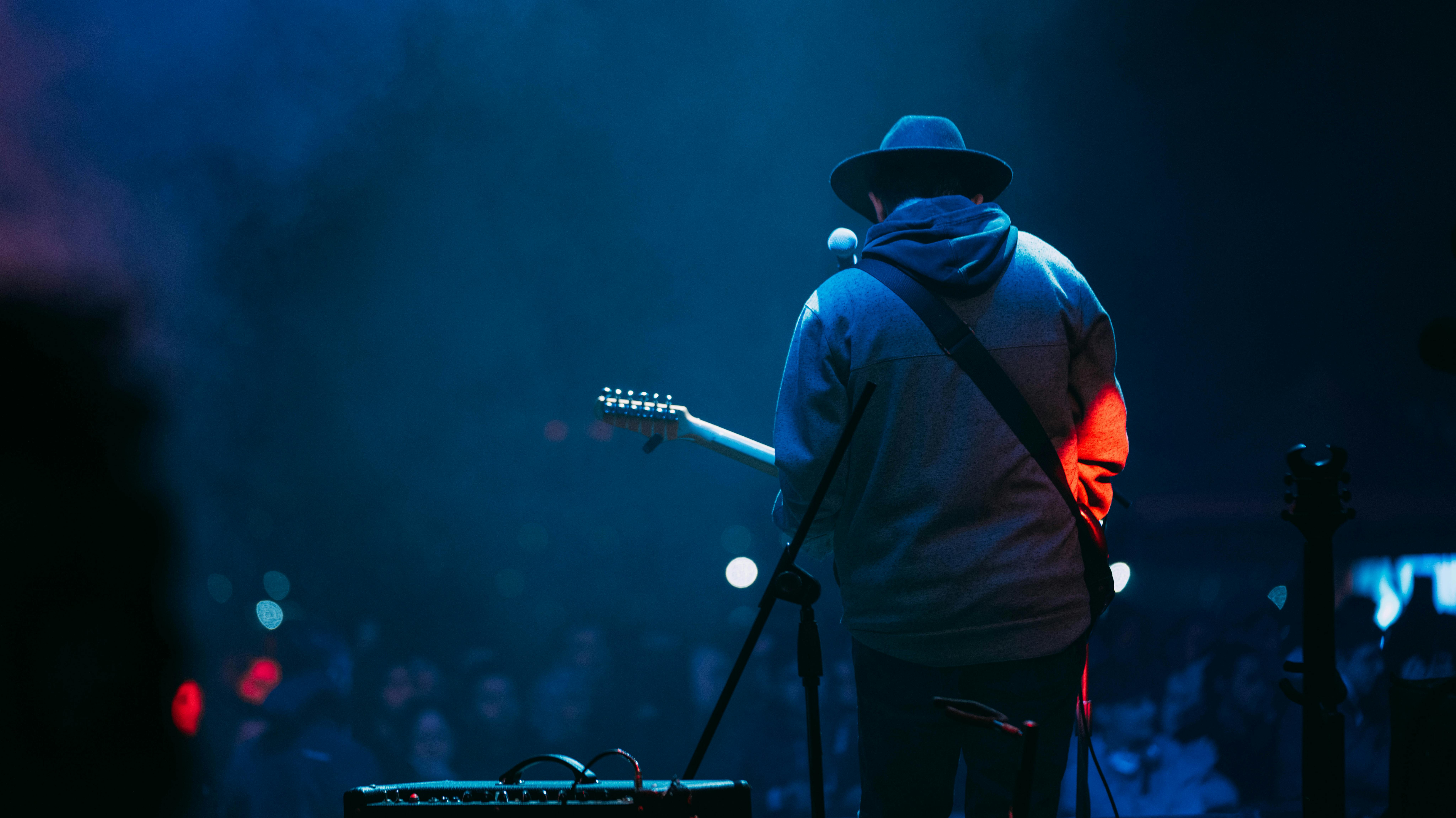 Back View of a Guitarist on a Concert · Free Stock Photo