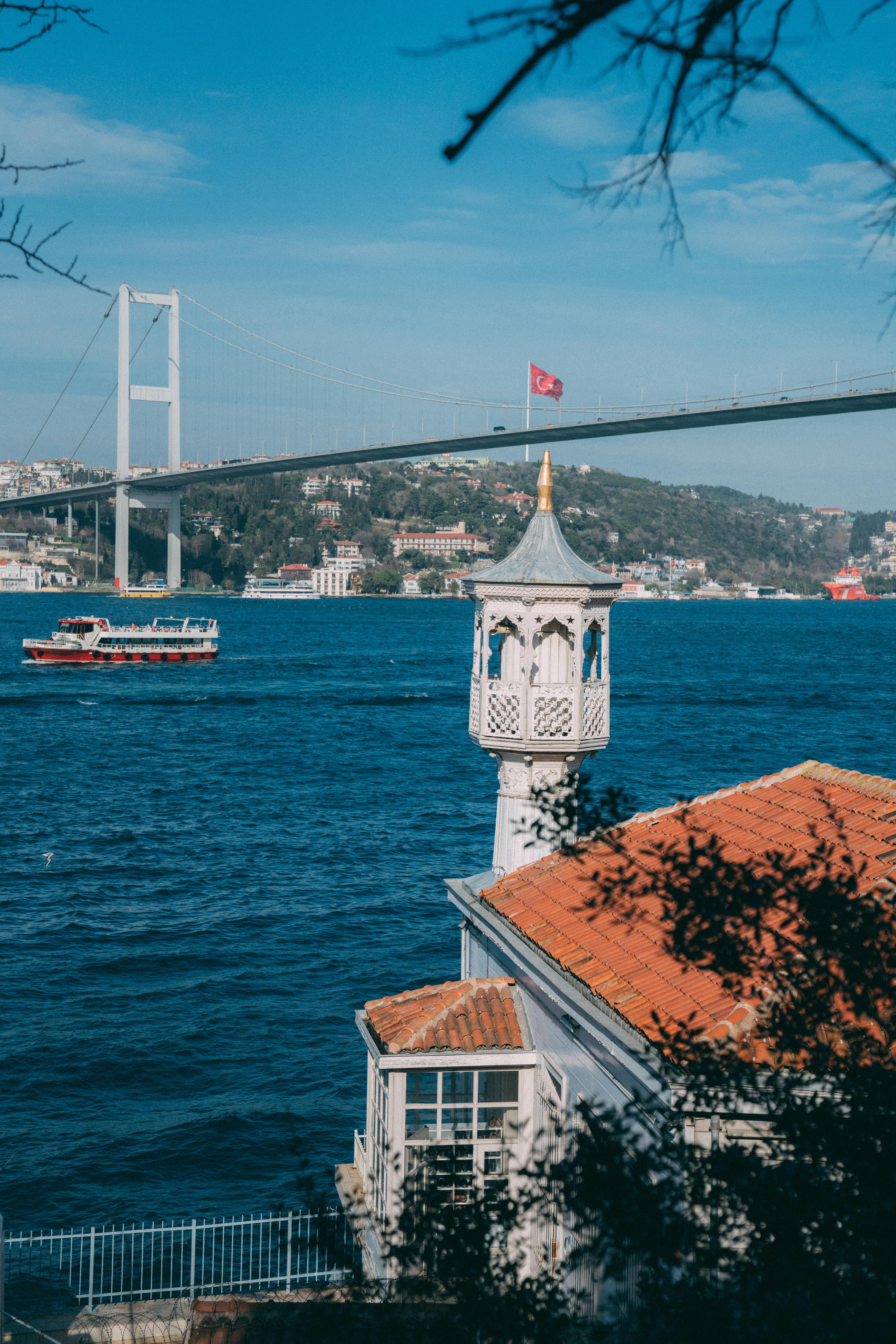 View of the Bosphorus Bridge over the Bosphorus Strait in Istanbul ...
