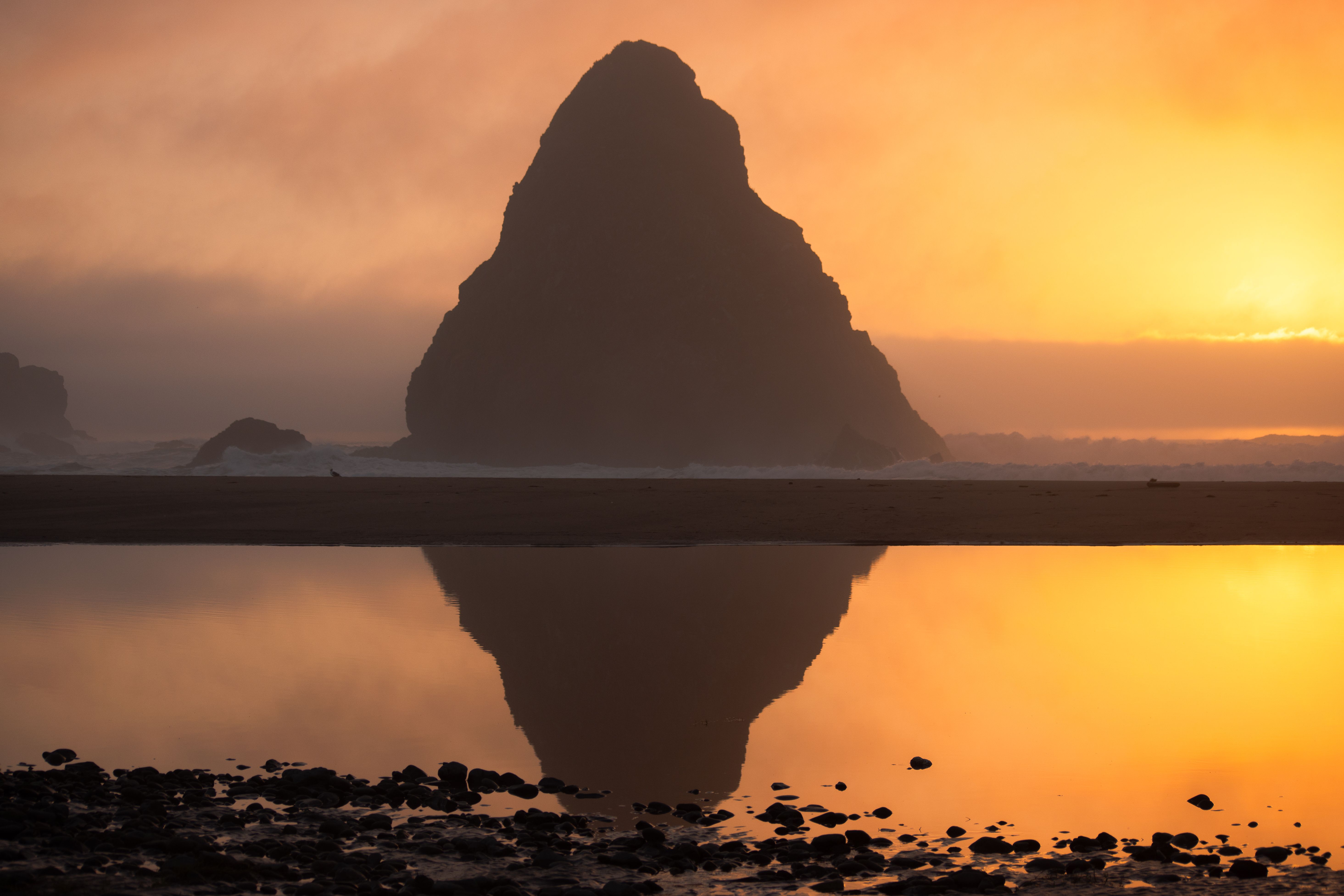 Lagoon and Rock Formation on Sea Coast at Sunset · Free Stock Photo