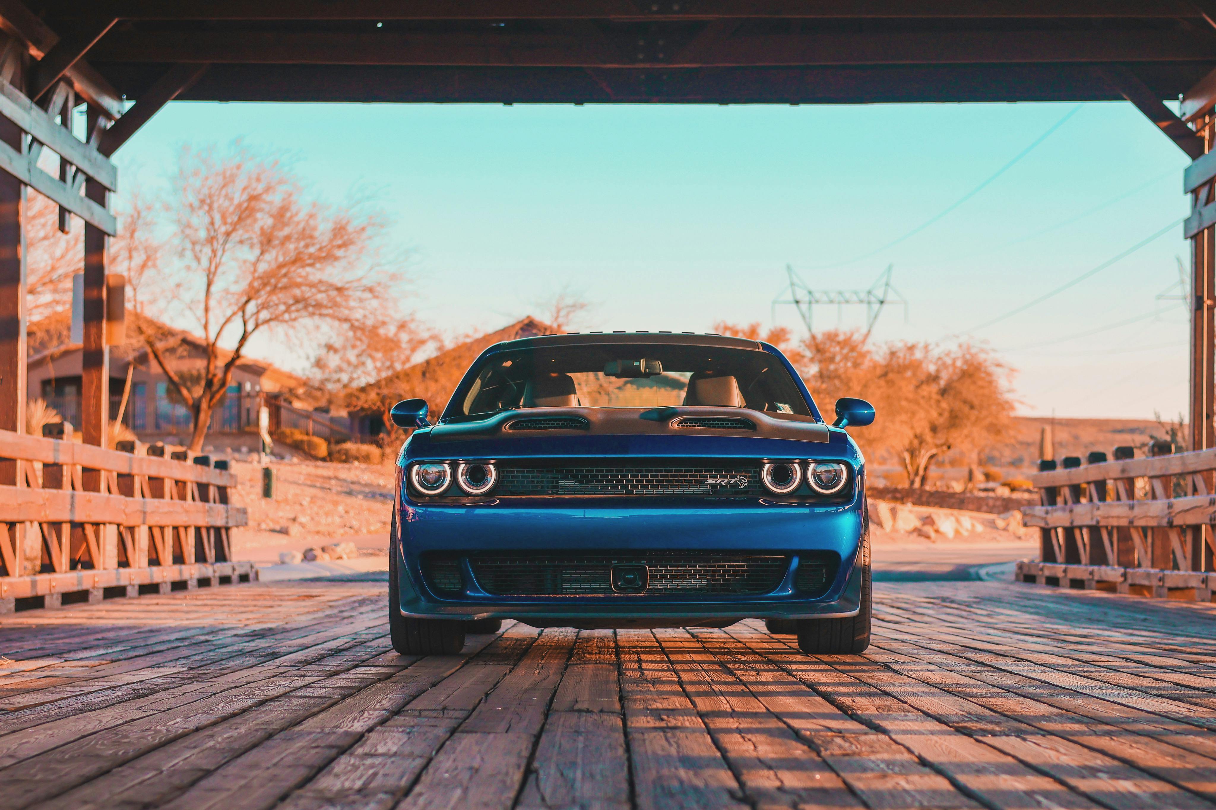 Dodge Challenger Hellcat Parked with Headlights On · Free Stock Photo