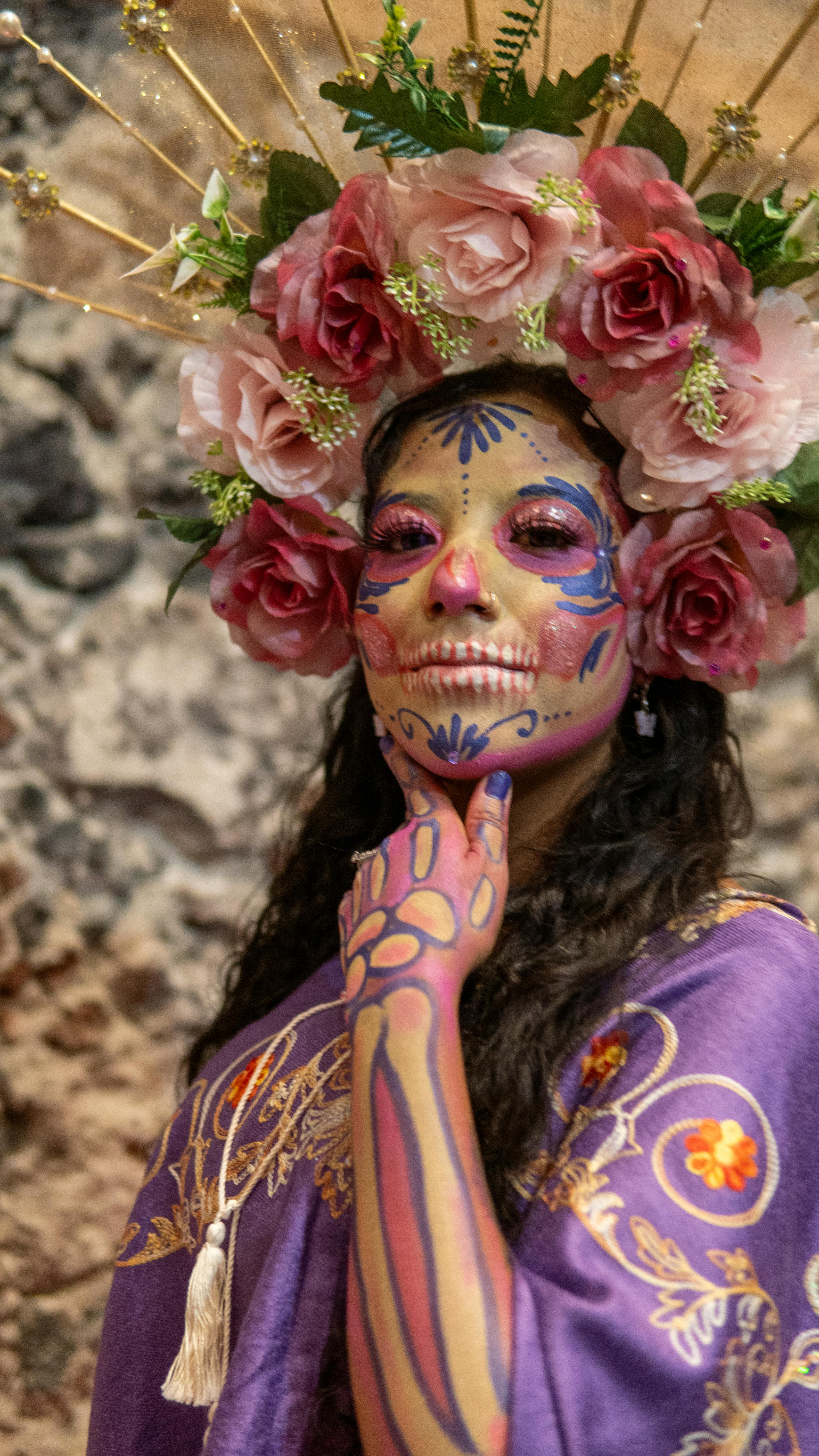 Portrait of a Young Woman Wearing a Day of the Dead Body Paint · Free ...