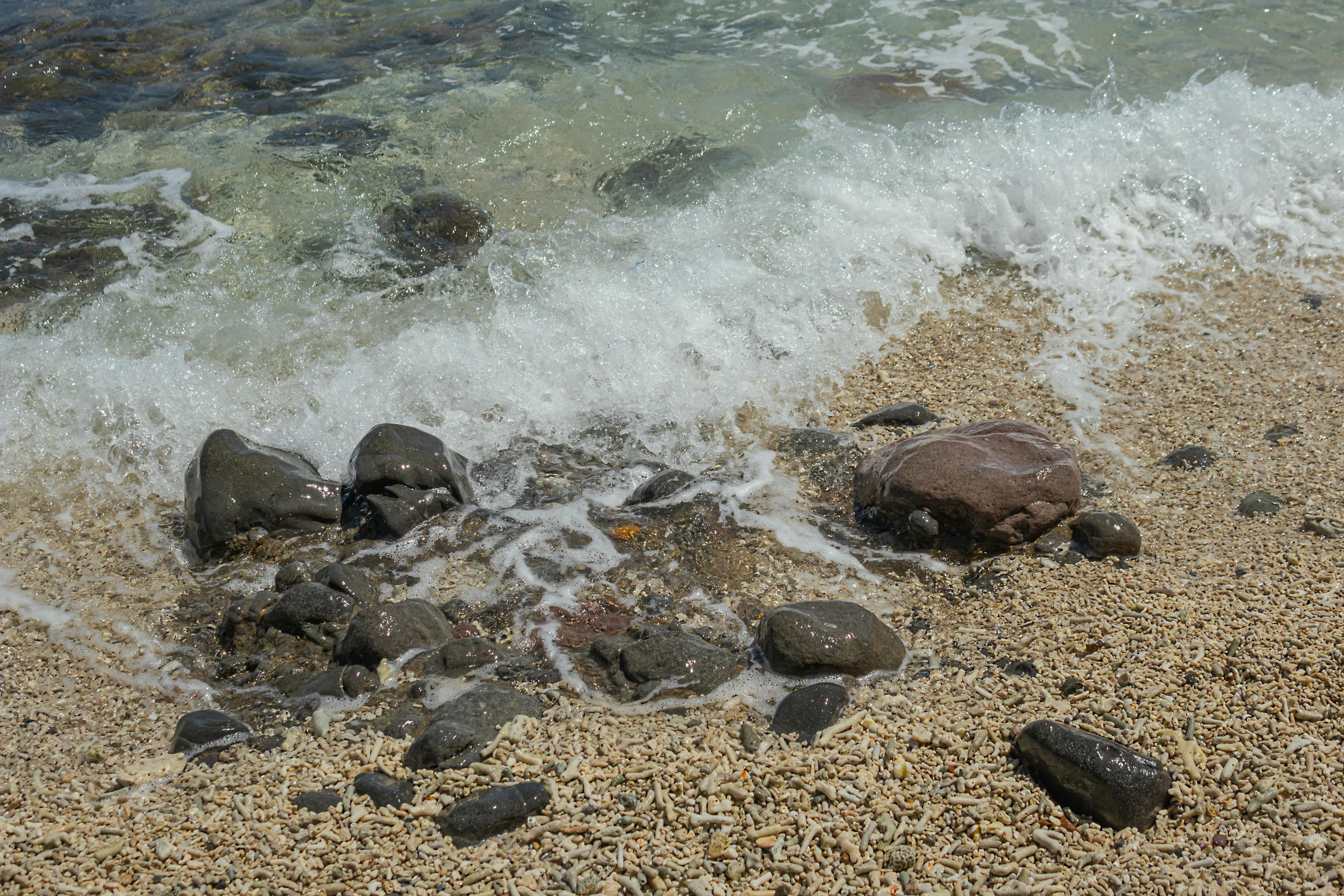 Wave Washing Stones on Beach · Free Stock Photo
