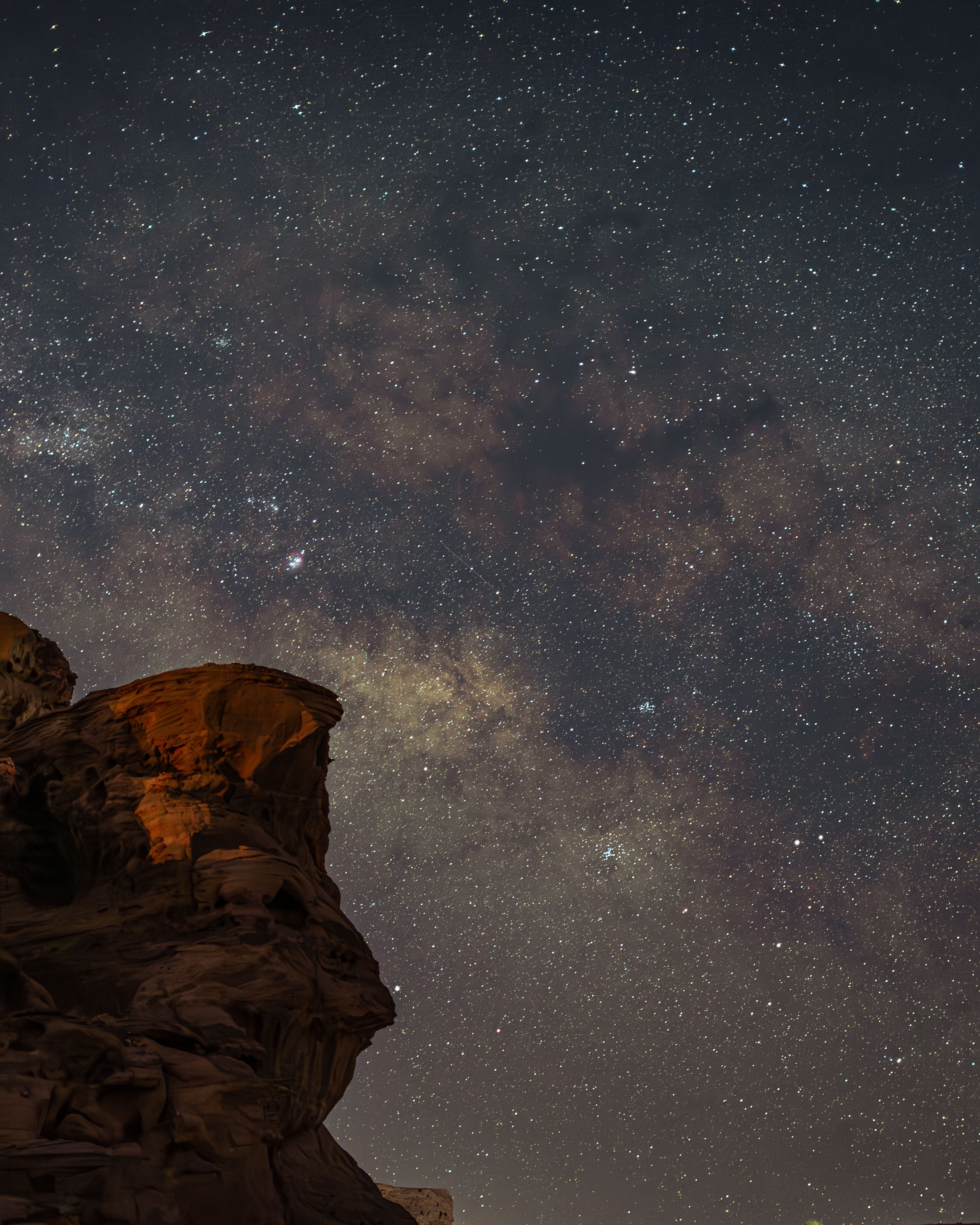Brown Monolith Under Teal and Gray Milky Way · Free Stock Photo
