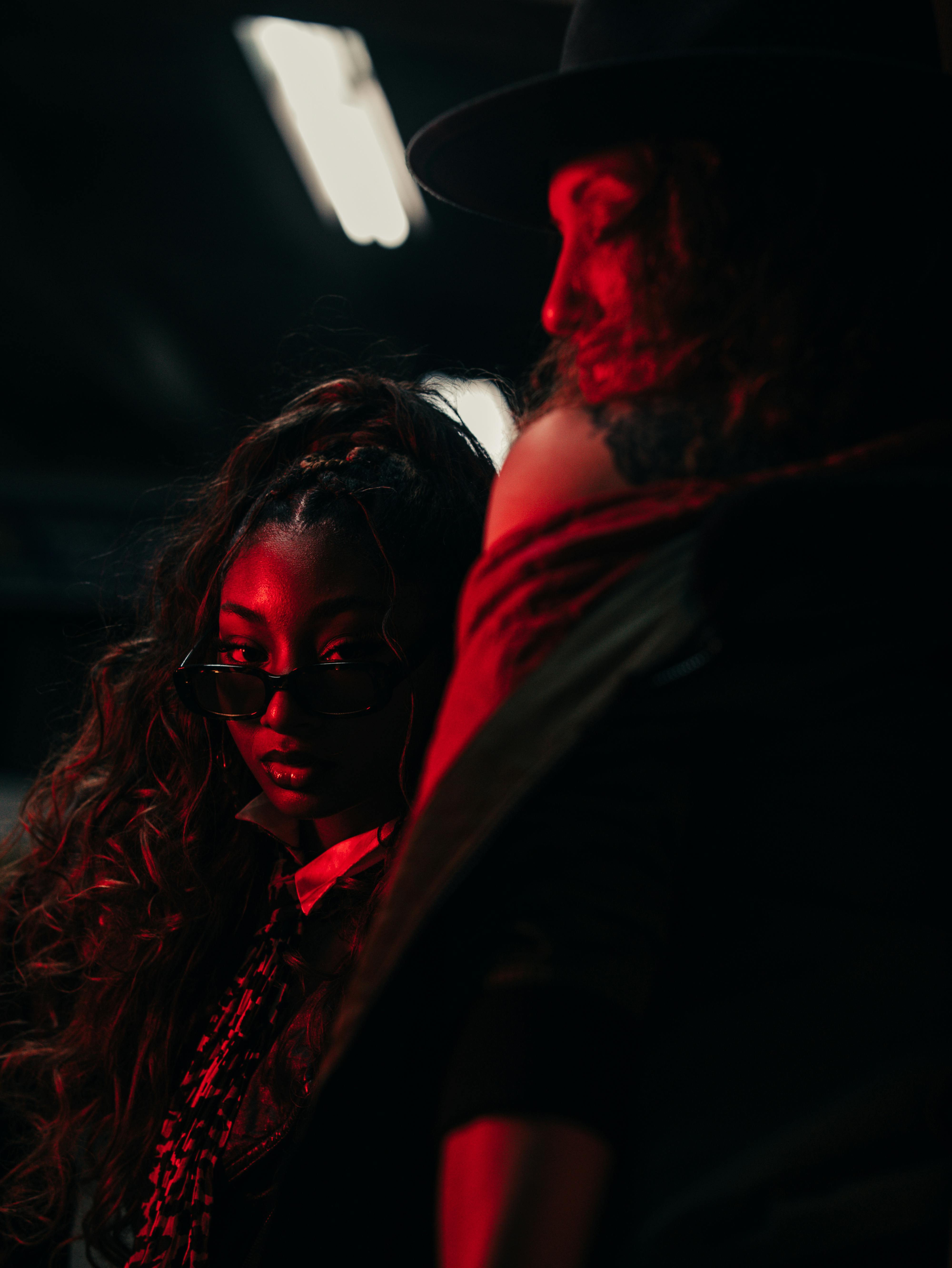 Portrait of Women in Red Light at Night · Free Stock Photo