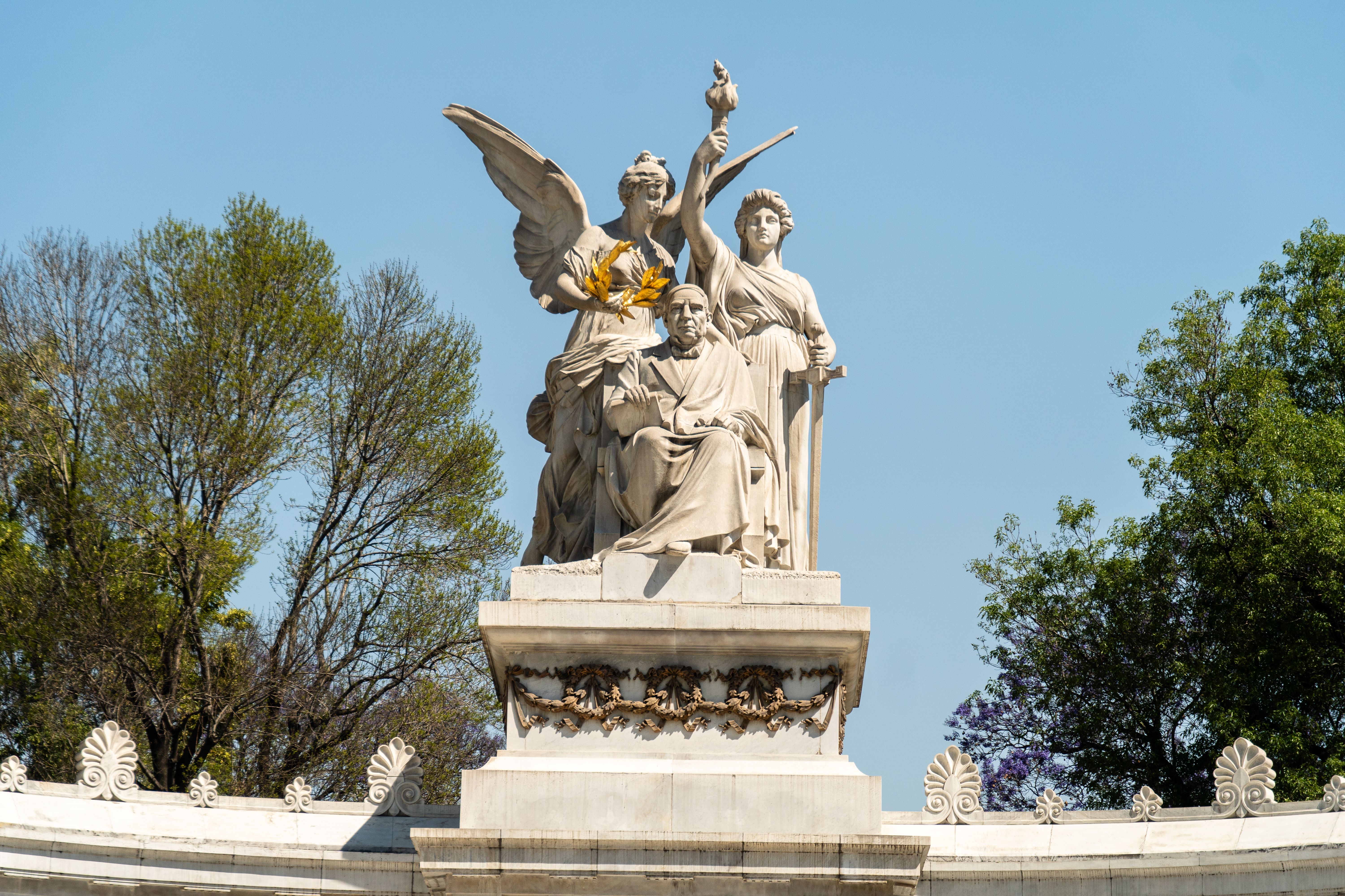 View of the Statue on the Benito Juarez Hemicycle Monument in Mexico ...