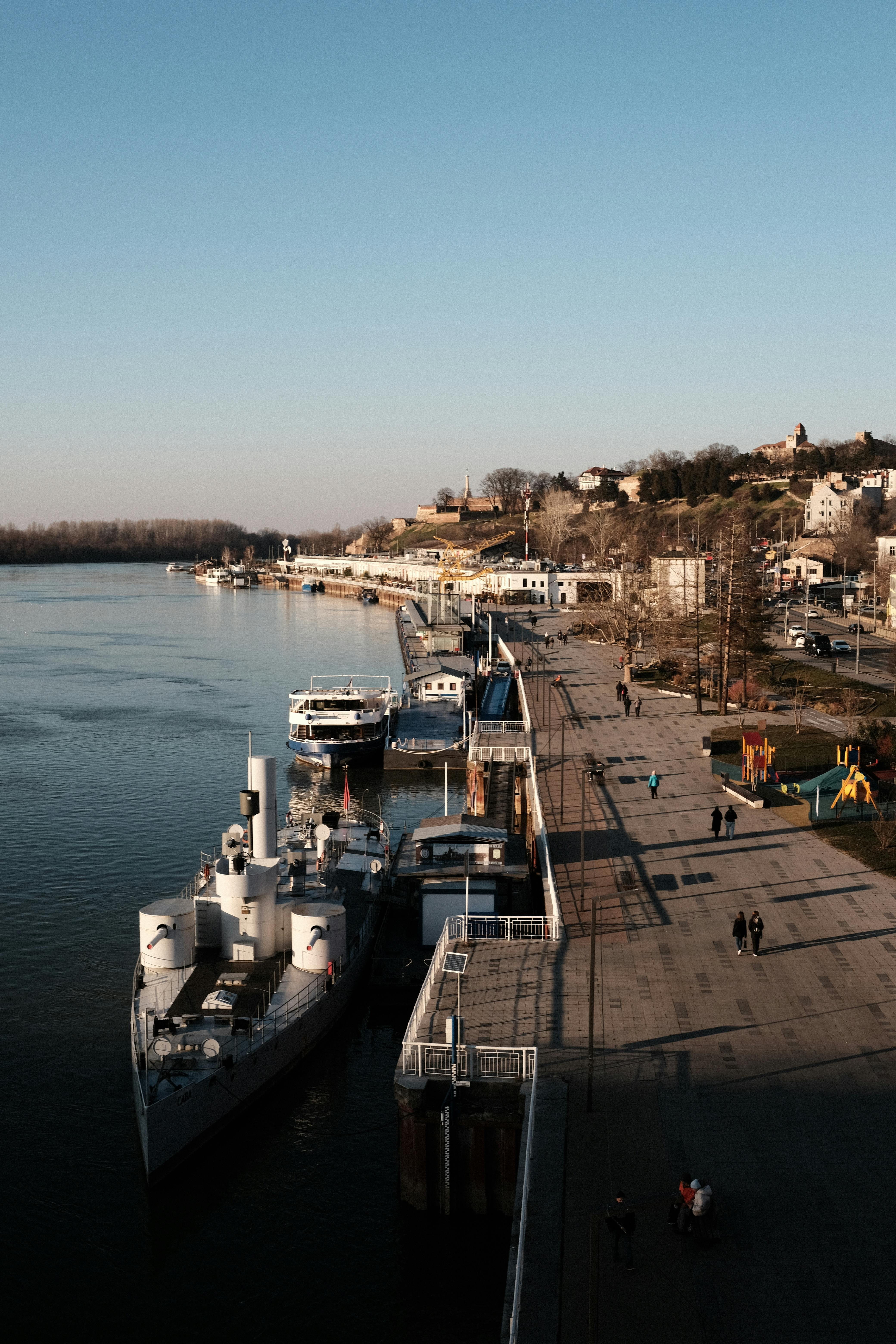 Aerial View of Boats in the Port of Belgrade on Sava River · Free Stock ...