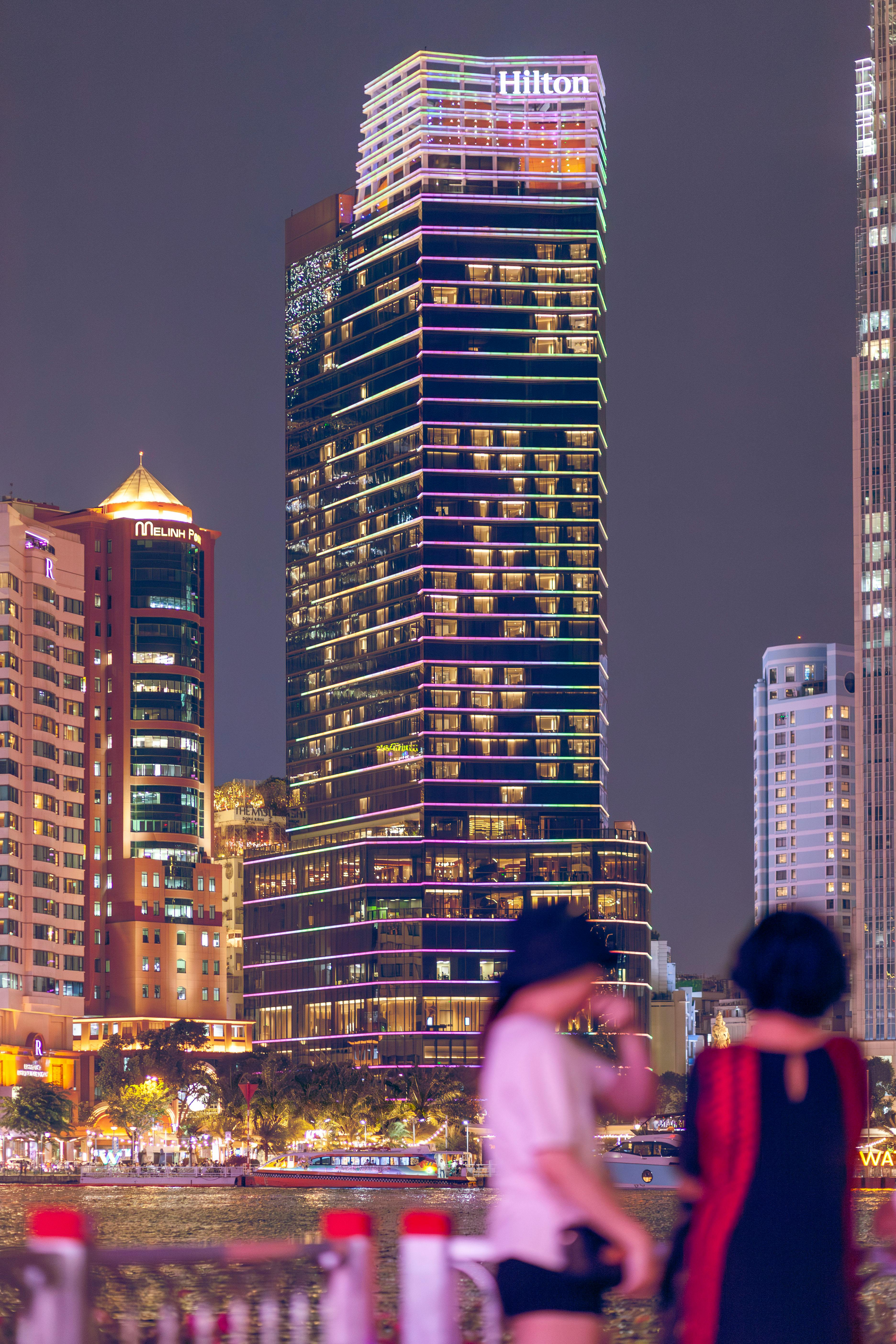 Hilton Saigon Hotel in Ho Chi Minh at Night · Free Stock Photo