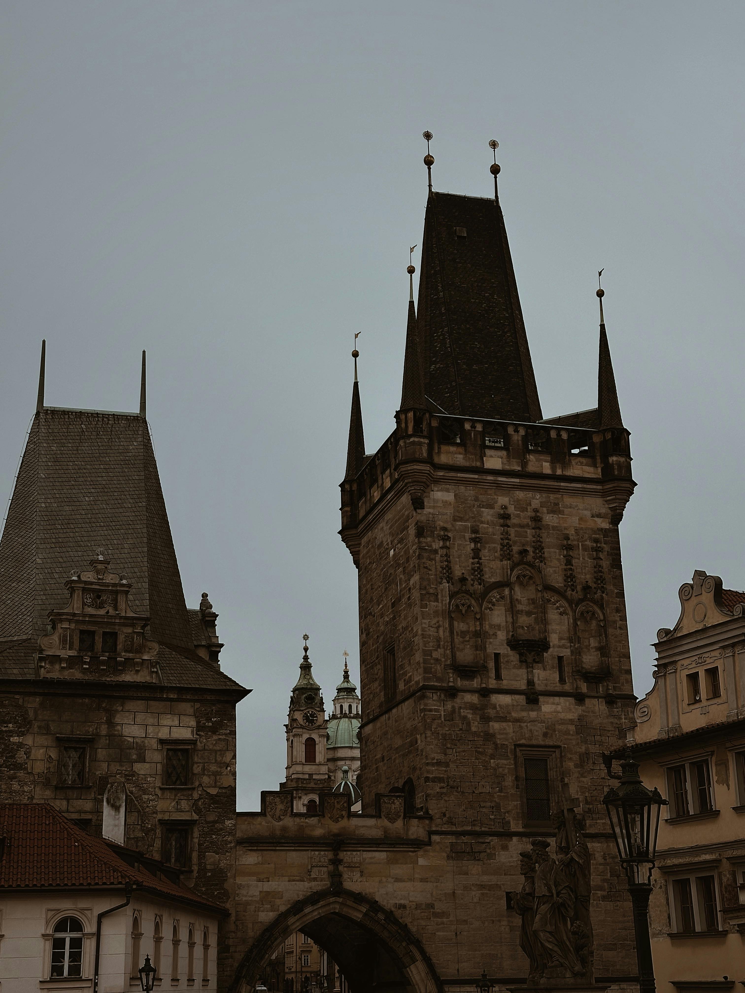 Lesser Town Bridge Towers Seen from the Charles Bridge in Prague, Czech ...